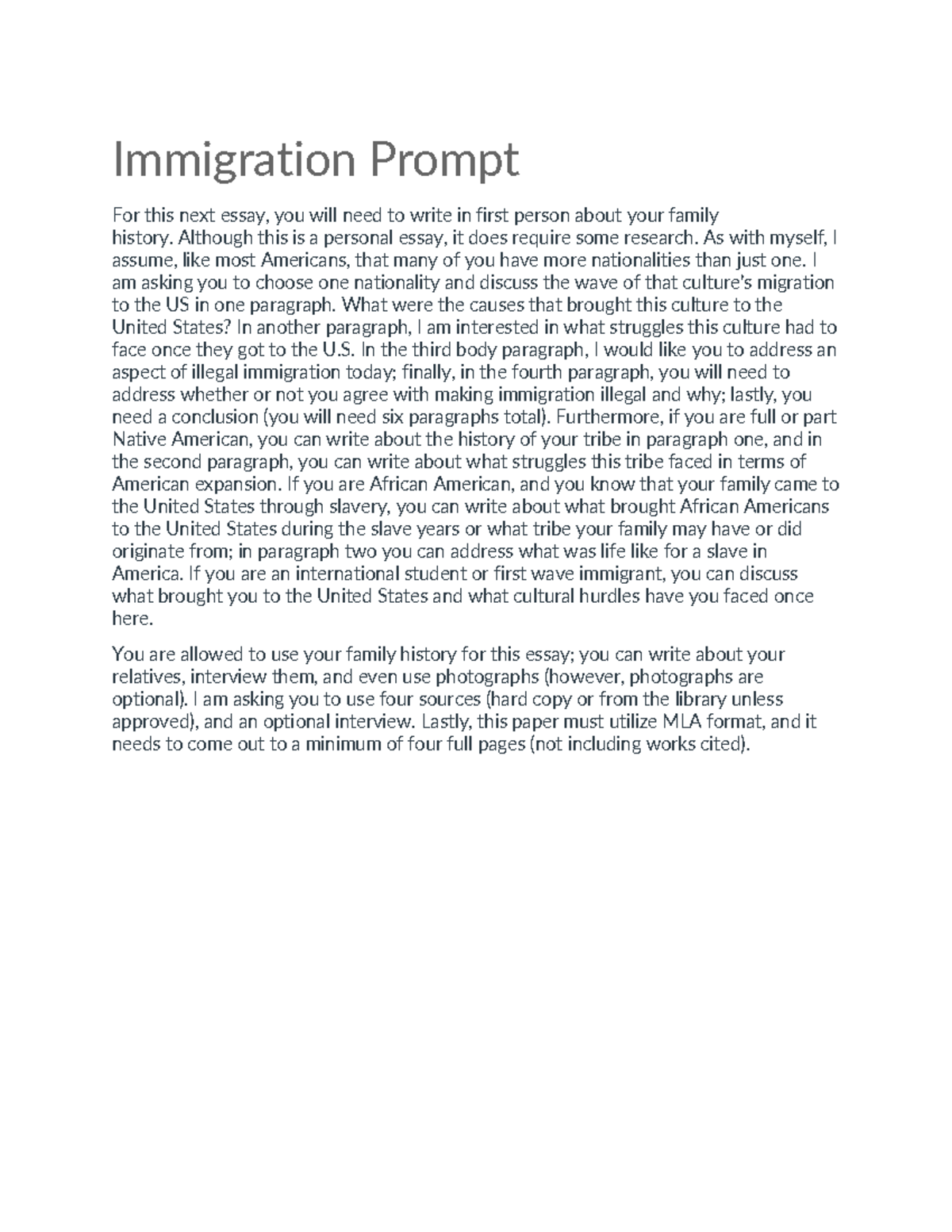 SD Mesa College - ENGL 101 - Fall 2021 - Immigration Prompt ...