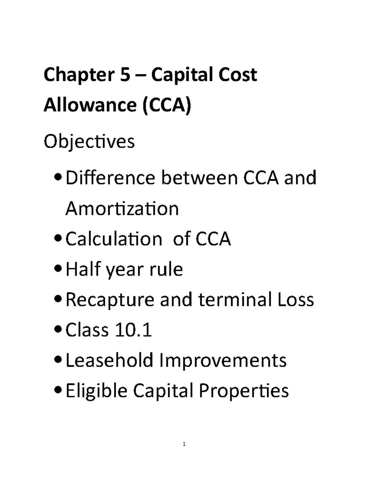 ACCT 73020 winter 18 - Lesson 5 Notes - Chapter 5 – Capital Cost ...