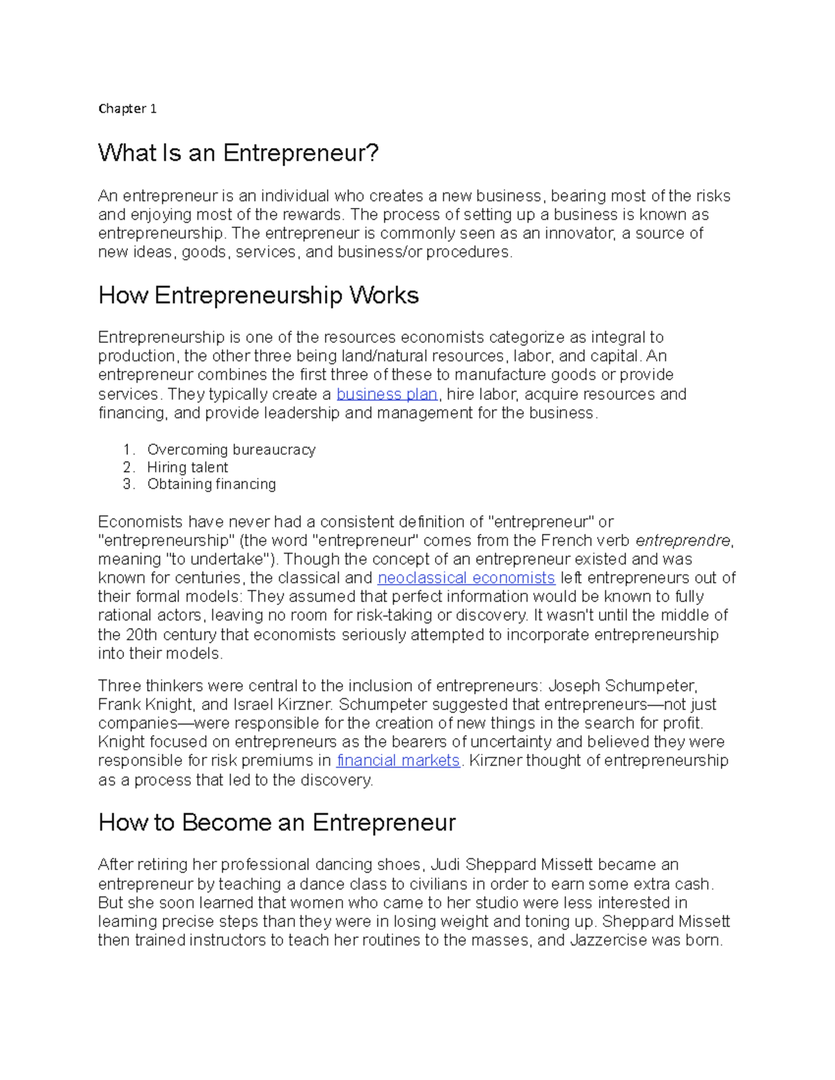 Chapter 1 entrepreneur self made notes - Chapter 1 What Is an ...