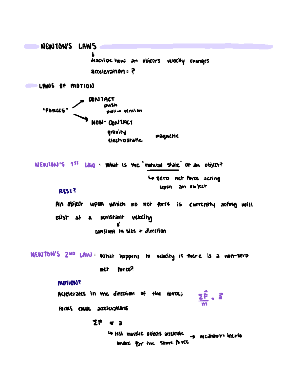 Phys Lecture 6 Newtons Laws pt 1 - NEWTON'S LAWS describe how an object ...
