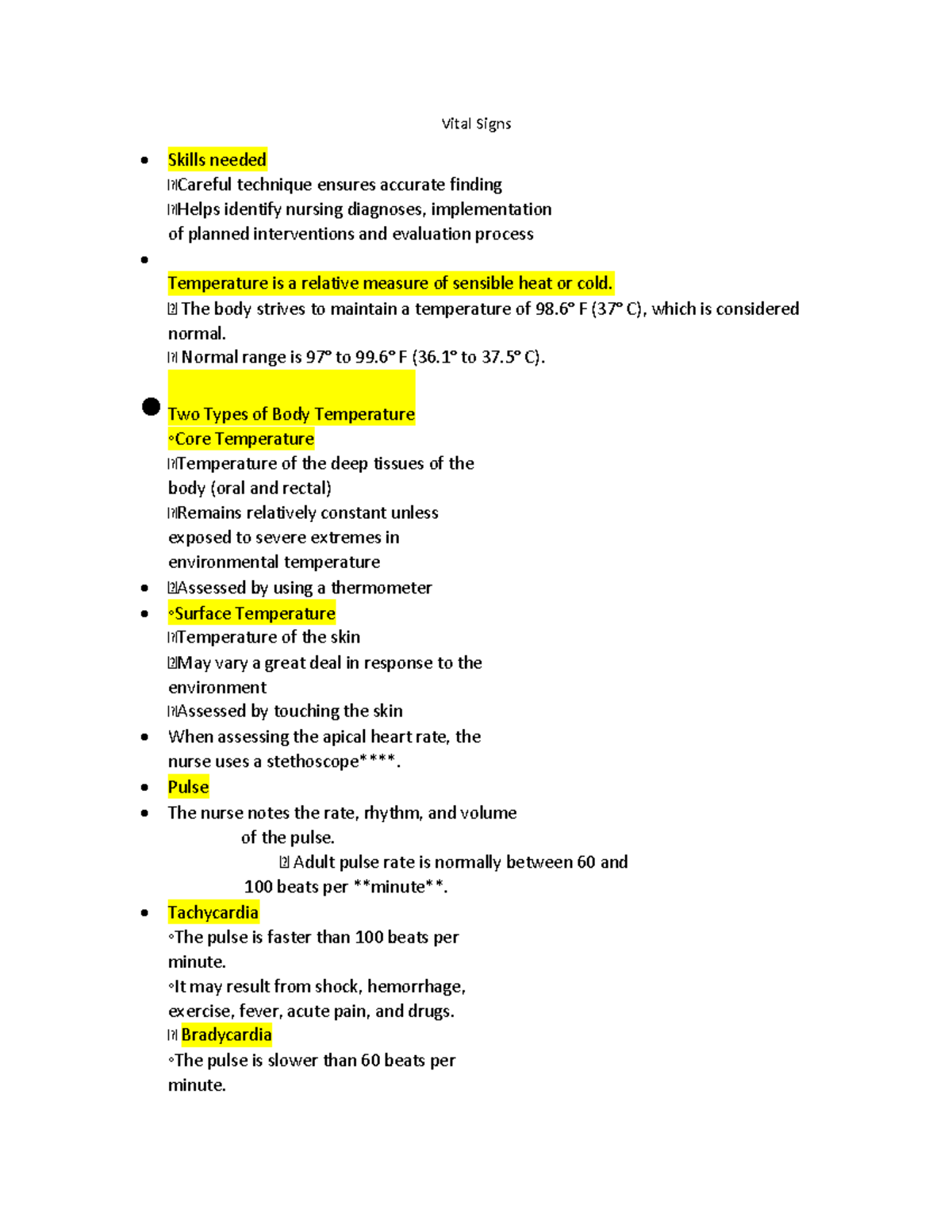 Vital Signs - powerpoint from nusring fundamentals - Vital Signs Skills ...