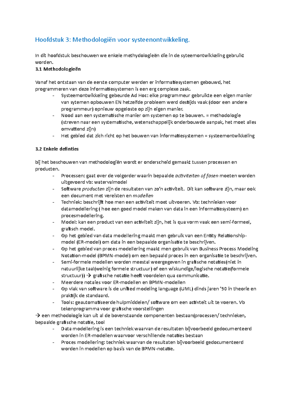 Hoofdstuk 3 informatiesystemen - Hoofdstuk 3: voor systeenontwikkeling ...