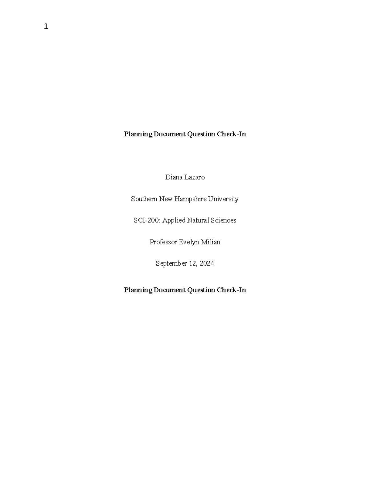Planning Document - SCI 200 - Studocu