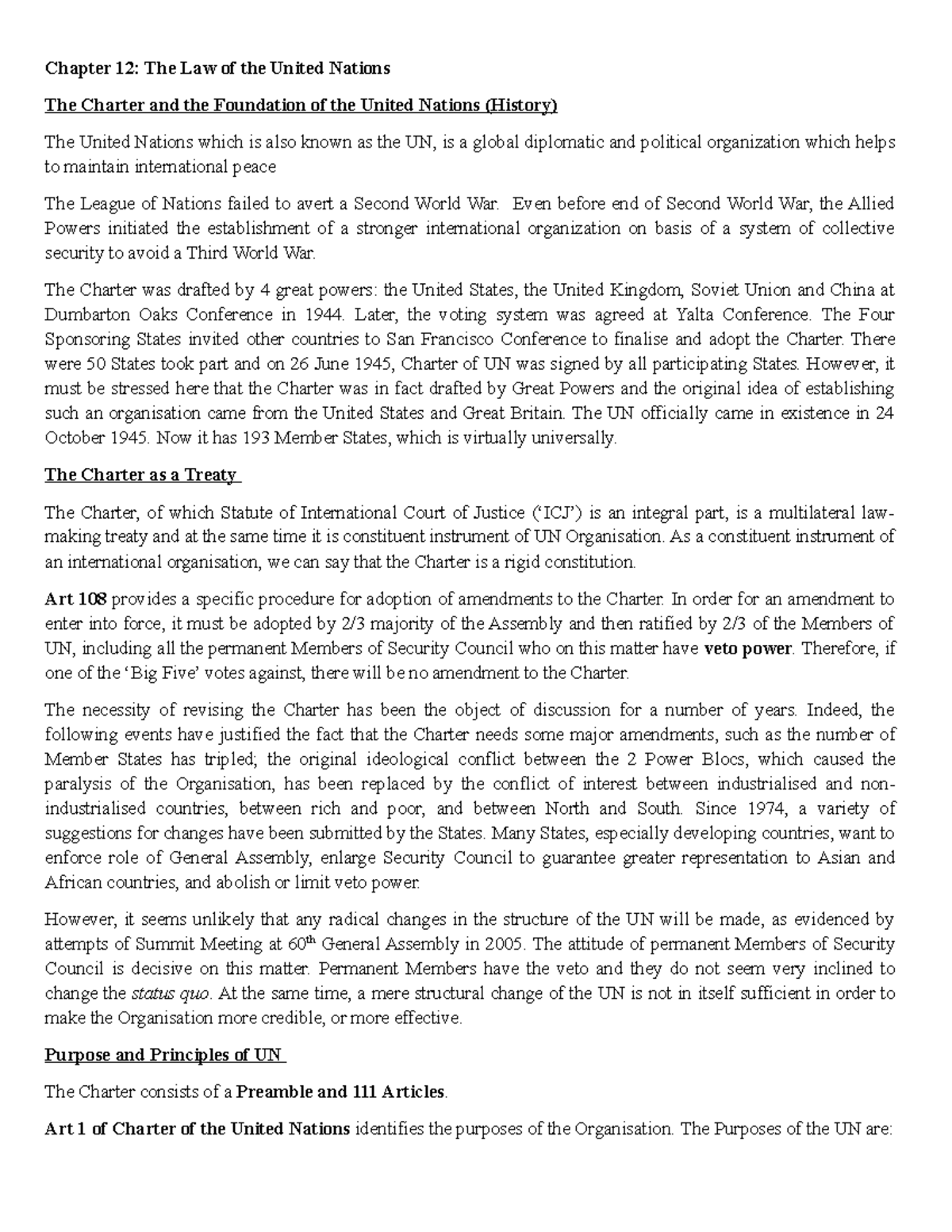 Chapter 12 The Law of the United Nations - Chapter 12: The Law of the ...