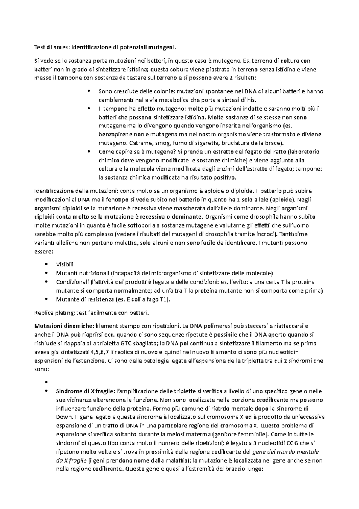 Test di Ames e mutazioni dinamiche - Test di ames: identificazione di ...