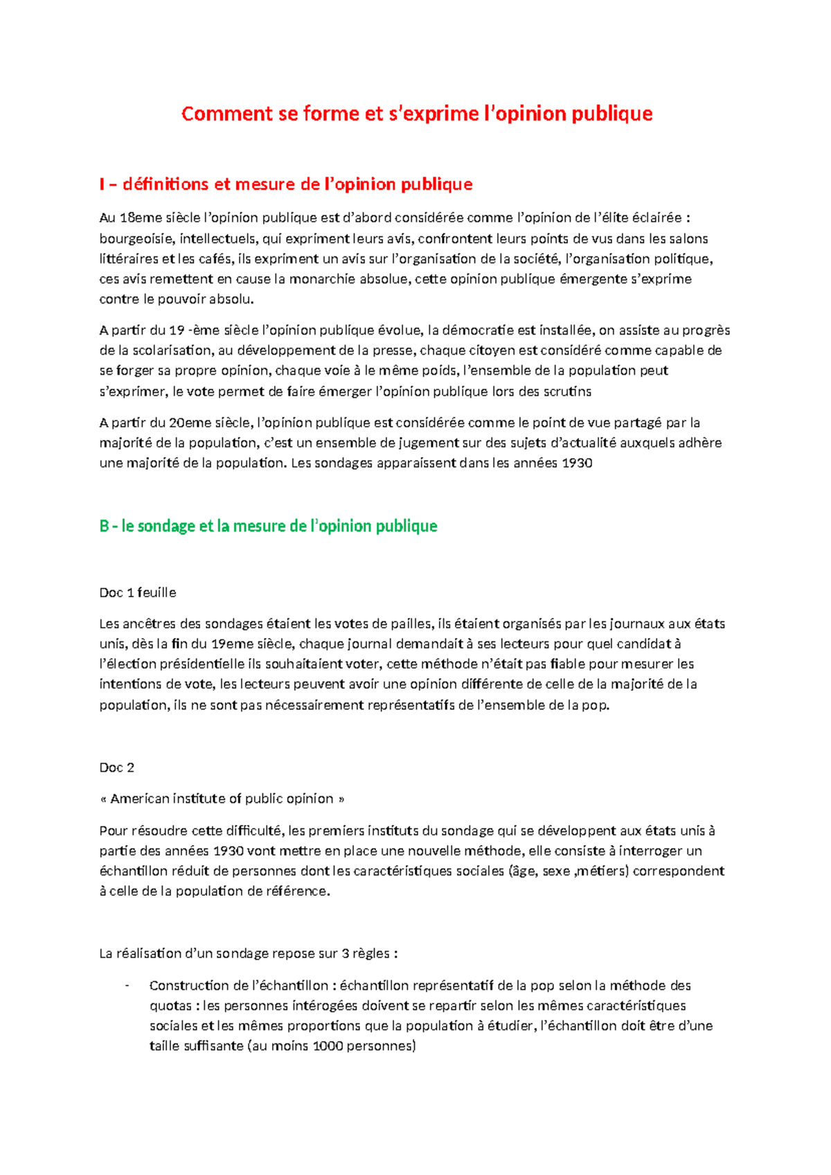 Chapitre 7 - Comment se forme et s’exprime l’opinion publique I ...