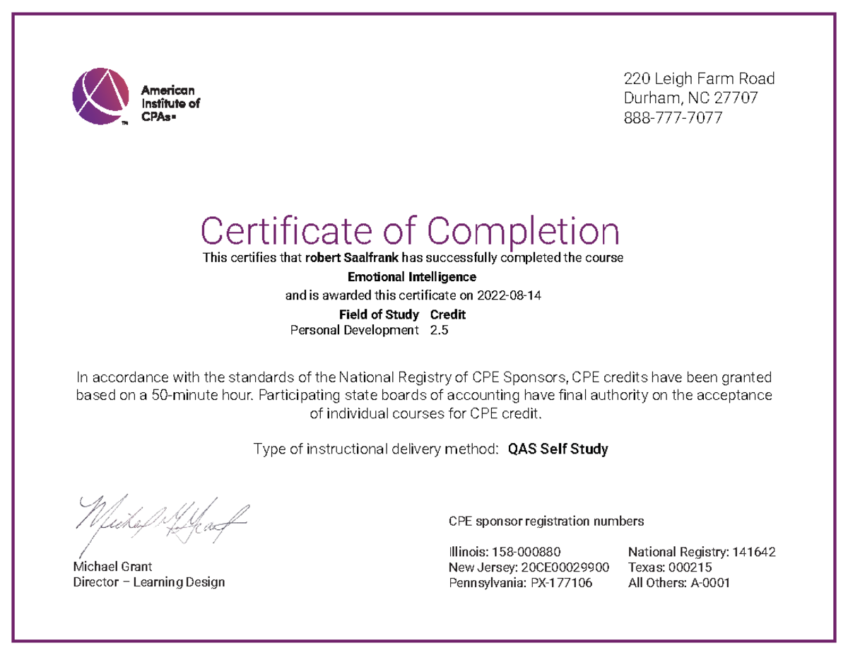 EI - cert example - In accordance with the standards of the National ...