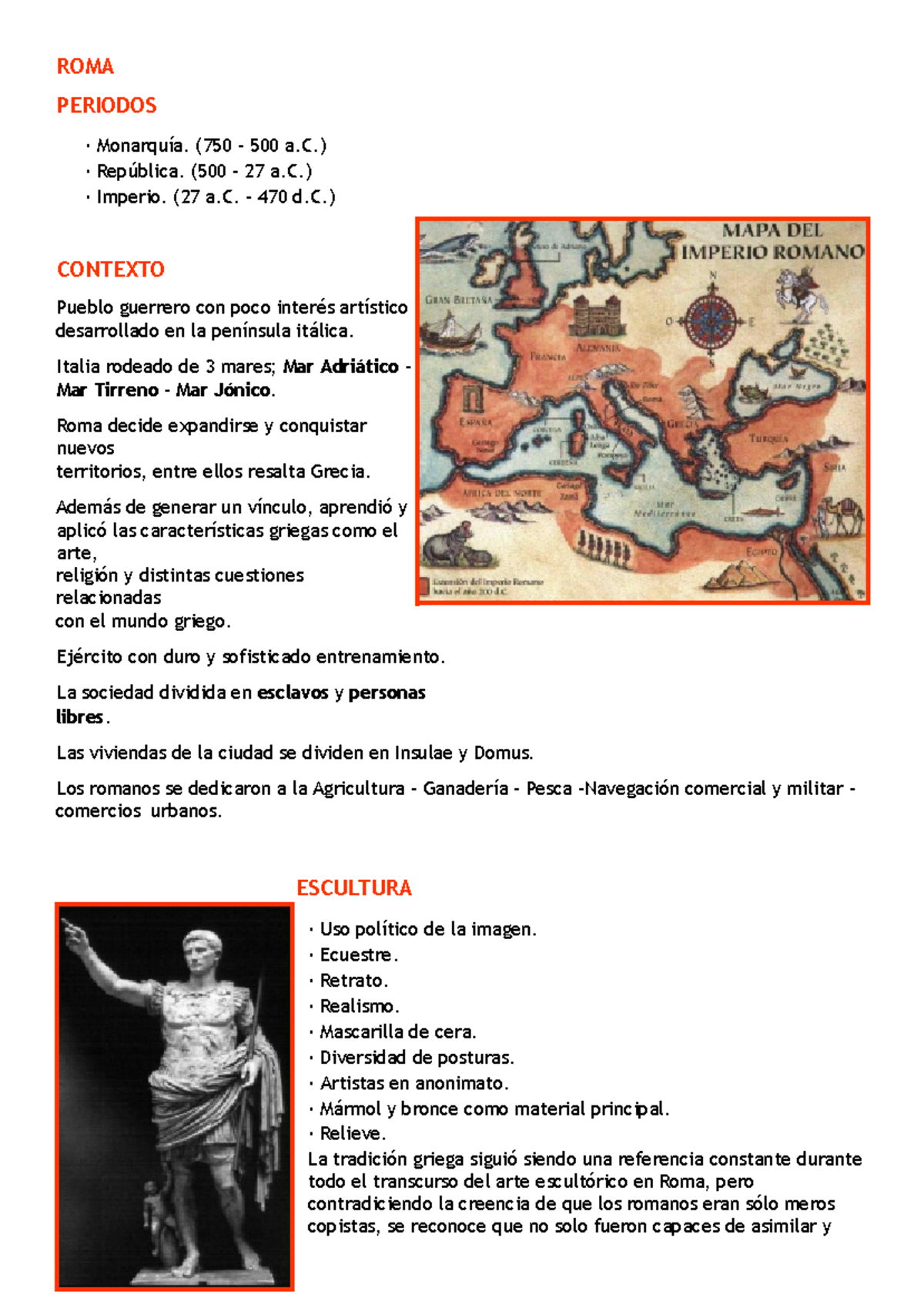 resumen antigua roma historia del arte - ROMA PERIODOS ∙ Monarquía ...