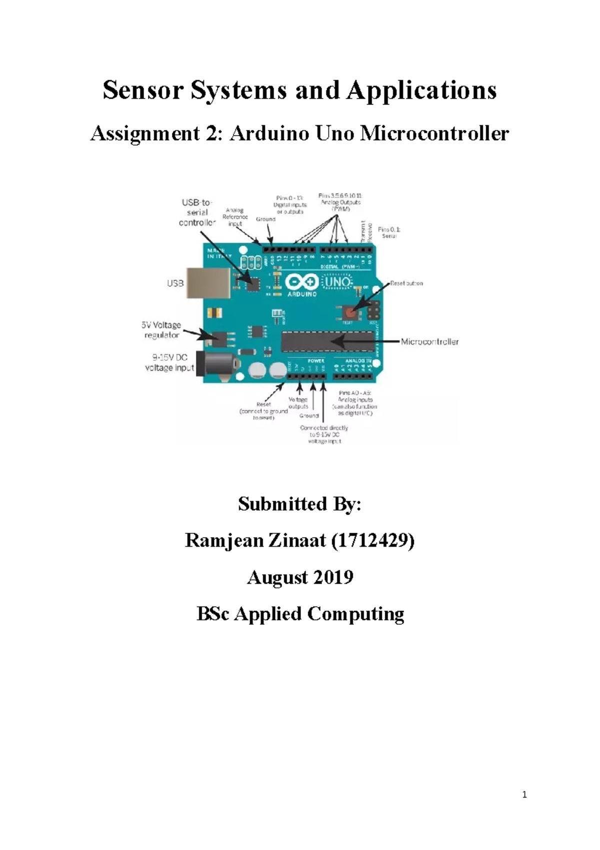 Assignment :Arduino Uno Microcontroller - Sensor Systems and ...