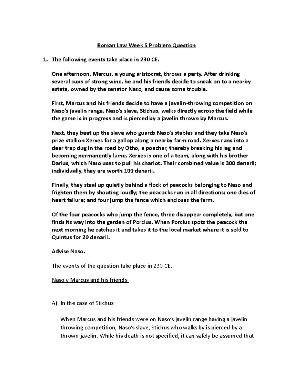 Roman Law Week 5 Problem Question - Roman Law Week 5 Problem Question ...