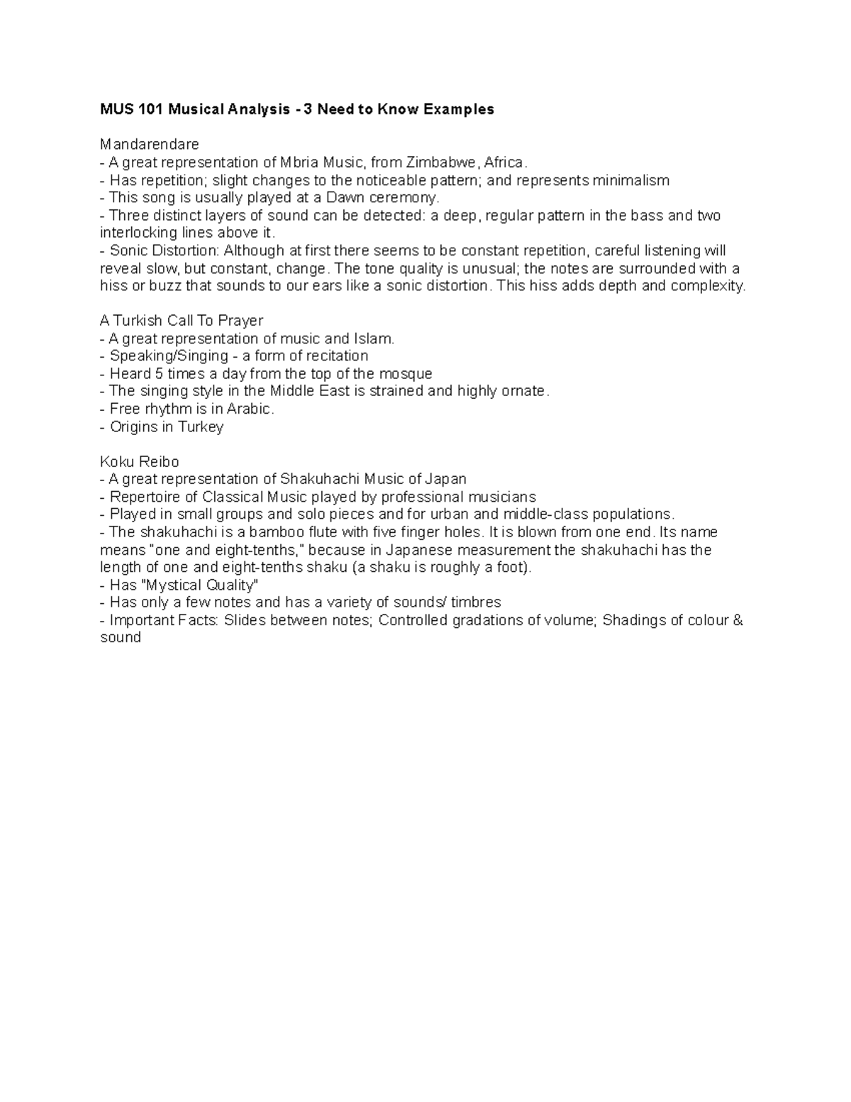 MUS 101 Musical Analysis - 3 Need to Know Examples - MUS 101 Musical ...