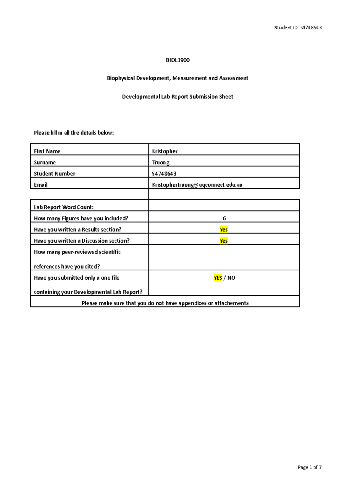 BIOL1900 Lab Report Template 2023 - BIOL Biophysical Development ...