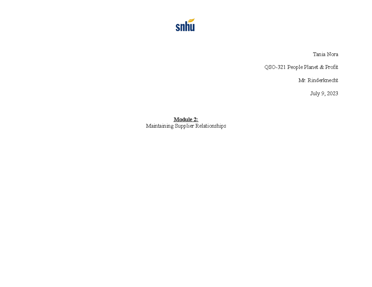 QSO 321 Module Two Assignment - Tania Nora QSO-321 People Planet ...