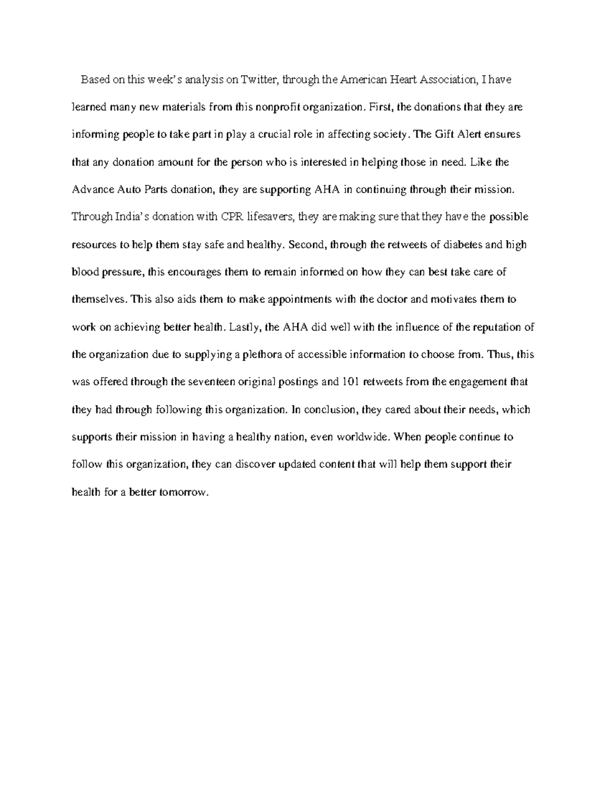 Twitter Summary 1 - Do not copy my work. This is an example. - Based on ...