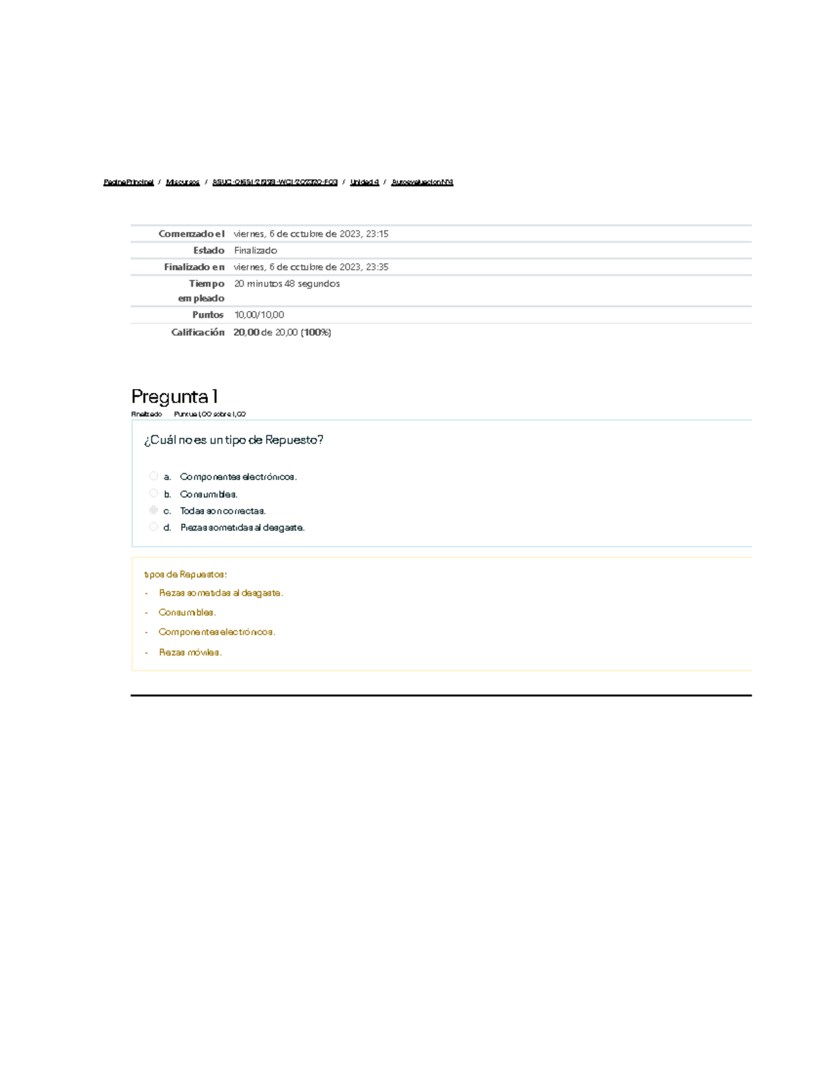 Autoevaluación N°4 ING Mantenimiento - Página Principal / Mis cursos ...