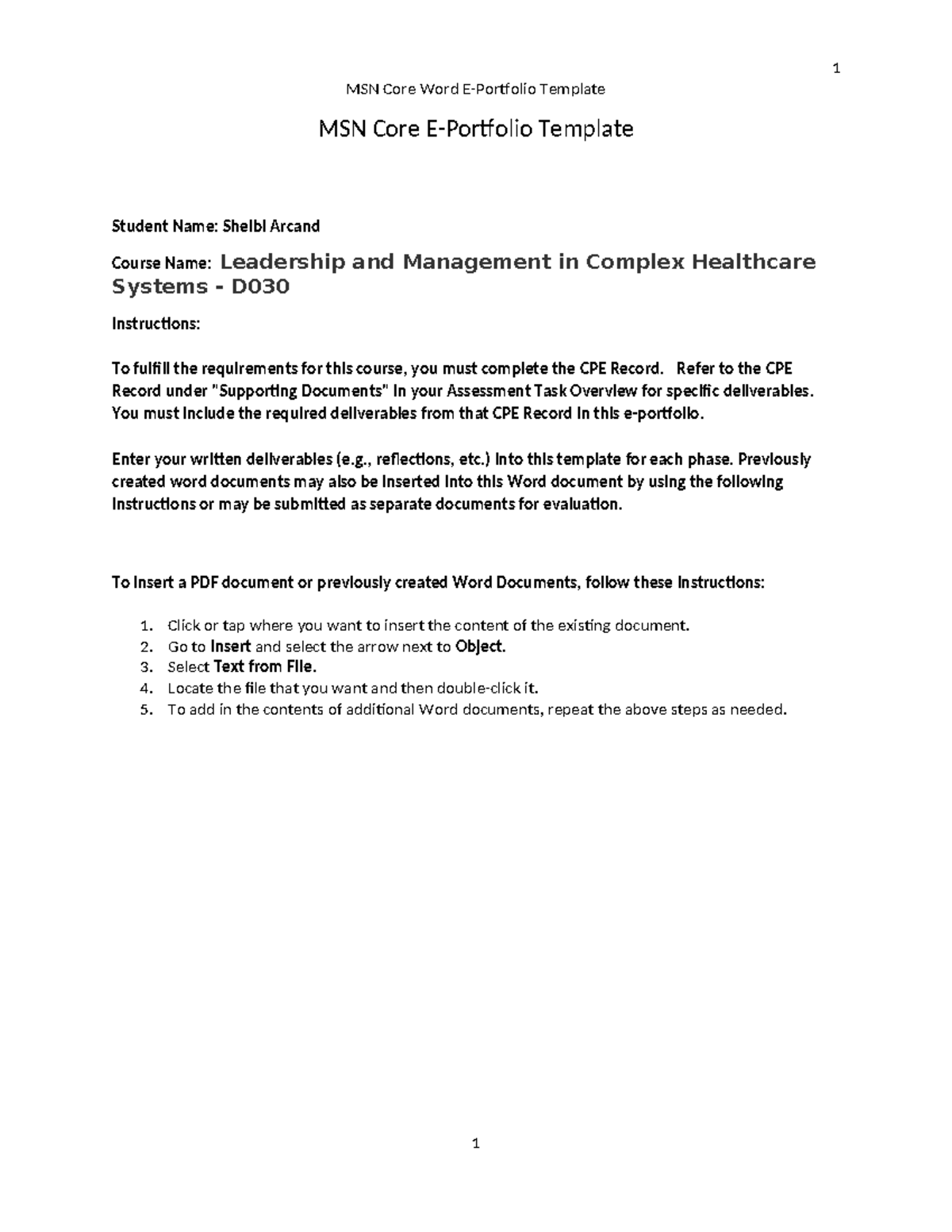 TASK 1 Clinical Practice Experience - MSN Core Word E-Portfolio ...