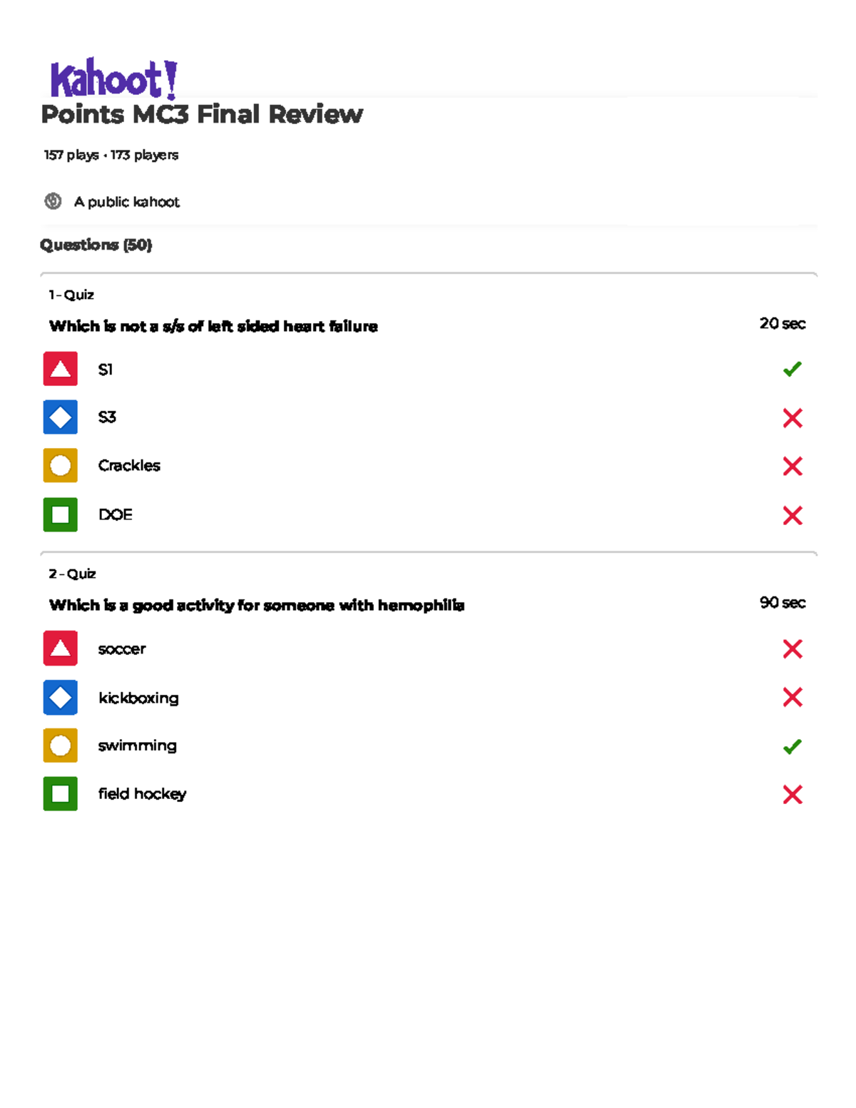 MDC 3 Final EXAM 3 OR Final EXAM Review - Points MC3 Final Review 157 ...