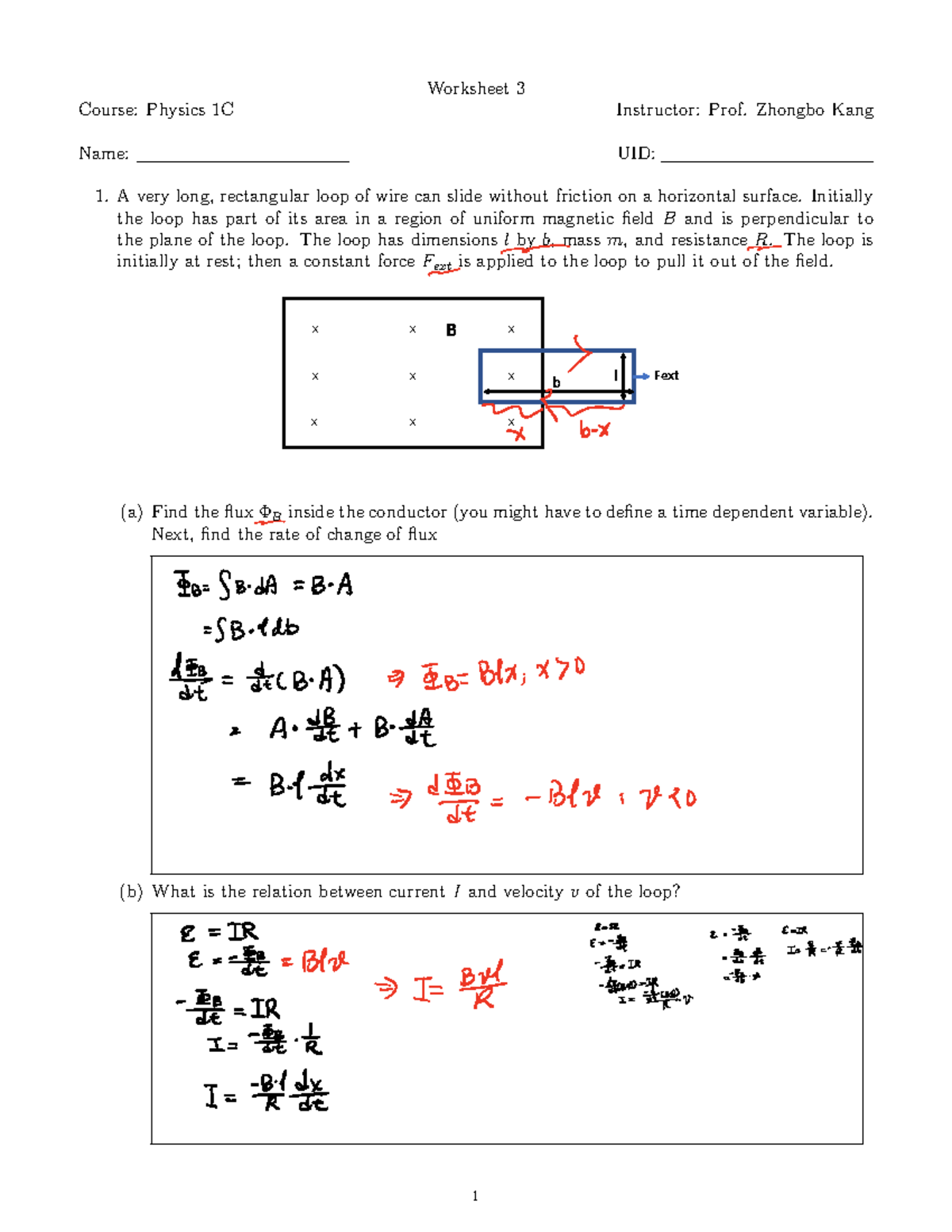 2022S WS 3 - Worksheet3 for Physics 1C - Worksheet 3 Course: Physics 1C Instructor: Prof ...