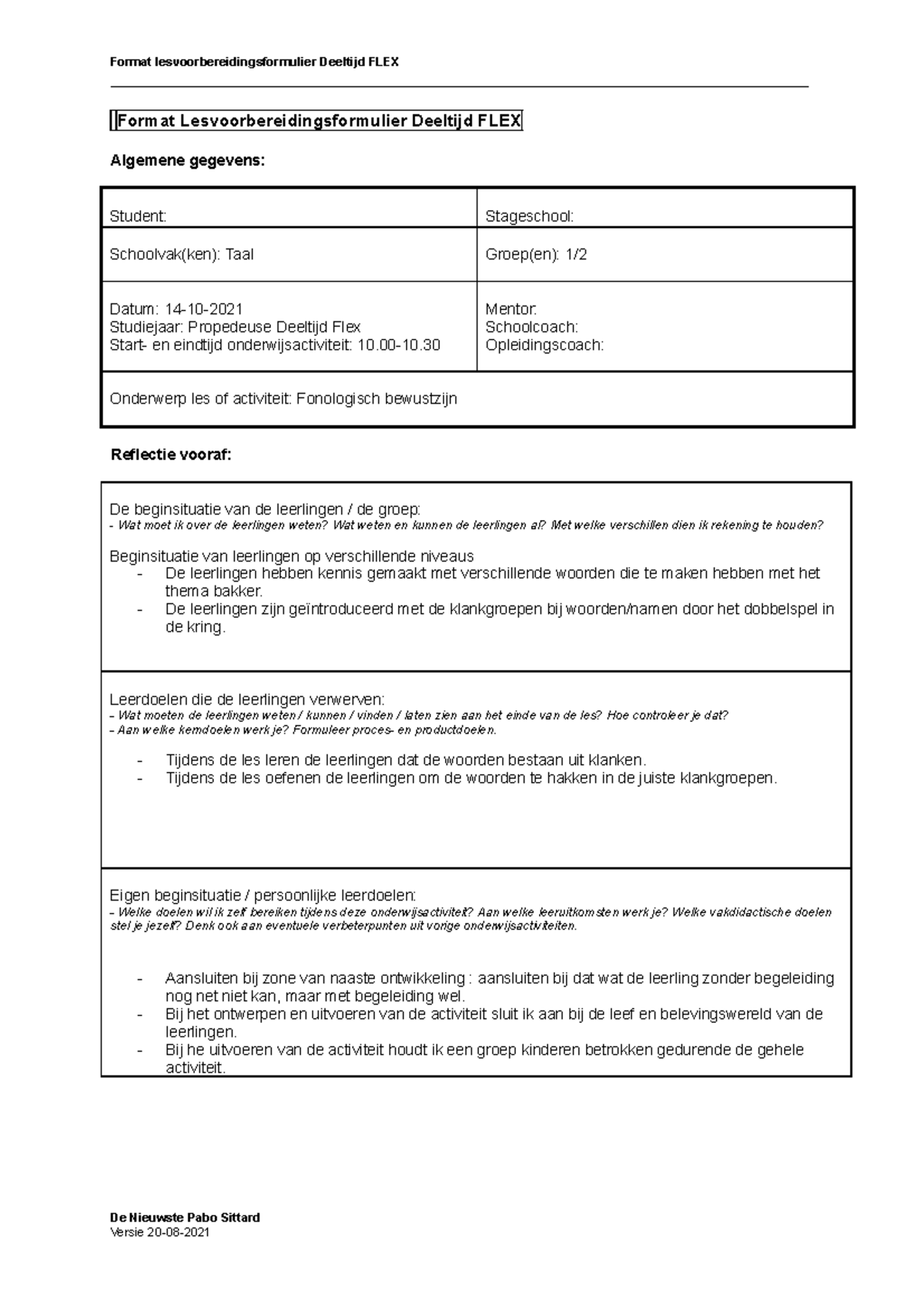 Les voorbereiding taalles kleuters thema bakker - - Studeersnel