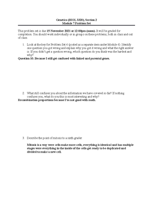 Module 5 Problem Set - Genetics (BIOL 3320), Section 2 Module 5 Problem ...