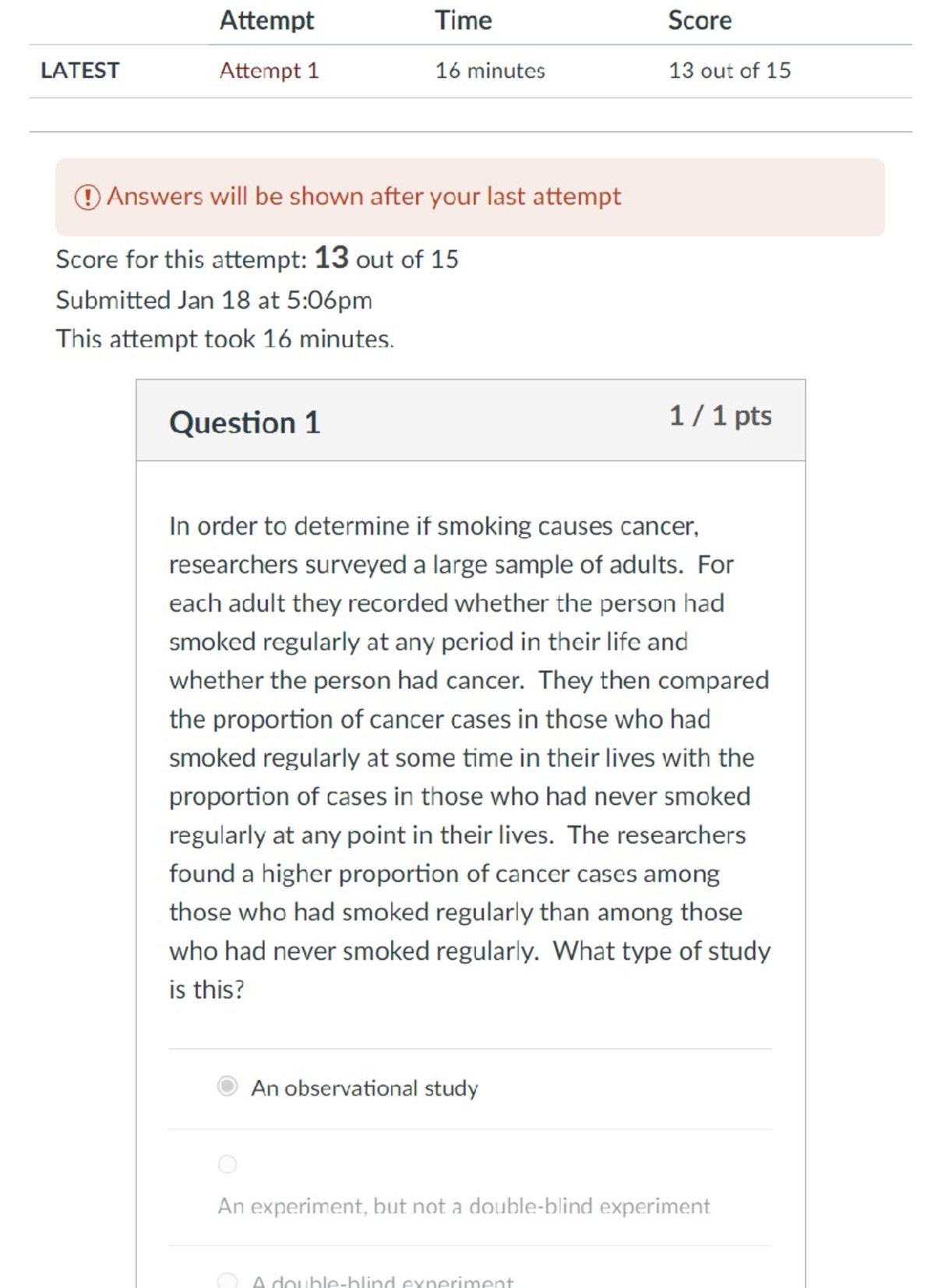 Chapter 1 Quiz Intro to Biostats - PBHL-H300 - Studocu