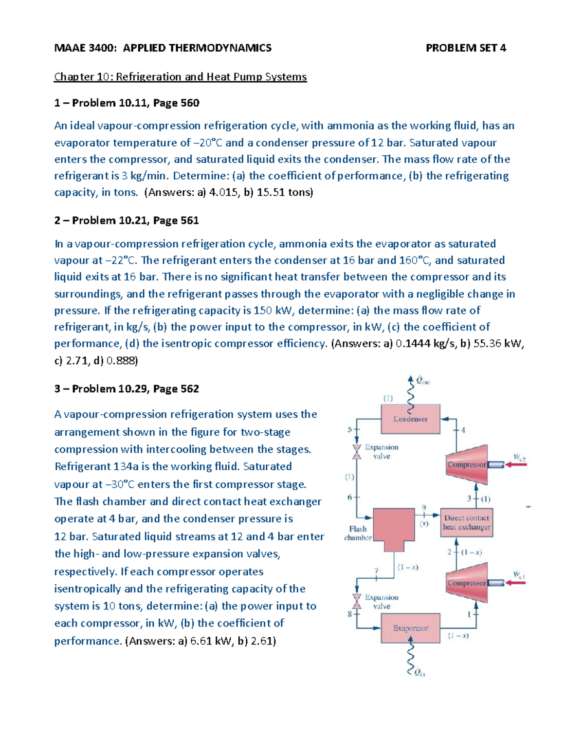 MAAE3400 Problem Set 04 - MAAE 3400: APPLIED THERMODYNAMICS PROBLEM SET ...