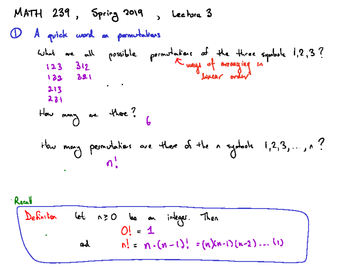Lecture 3 - ####### 123312 waysofarranging in 132 321 linear order 213 ...