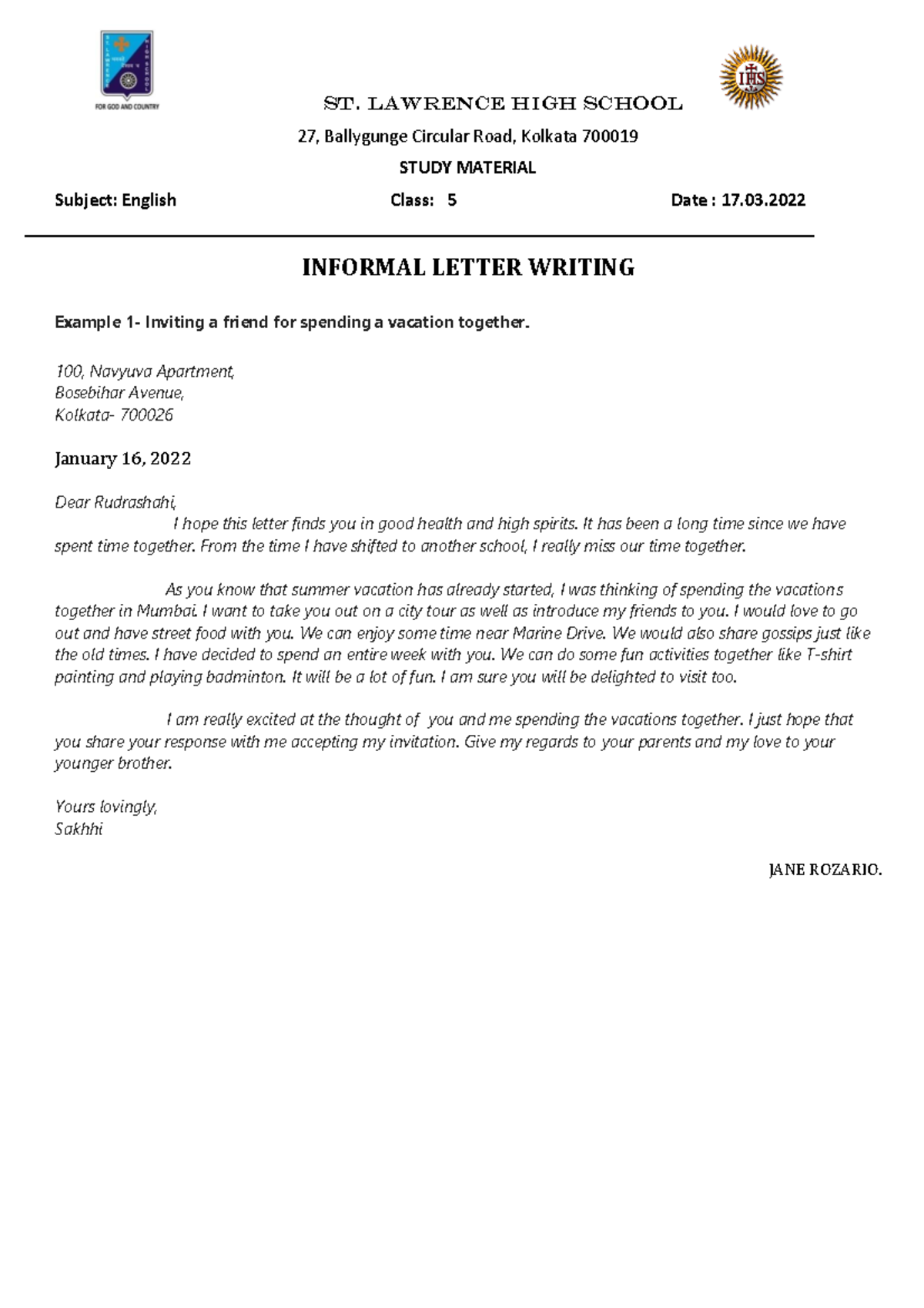 Informal Letter 2 (5) - Wkfjfjdkdk dndkdl jdkdlsls skskele dkekdl ...