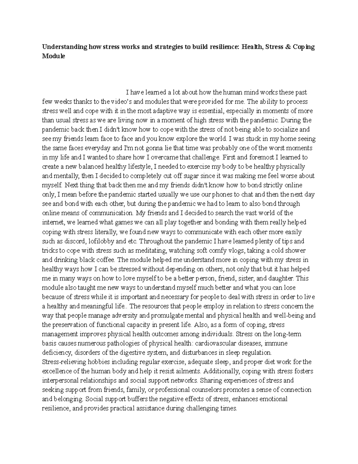 Essay for psychology - afeaf - Understanding how stress works and ...