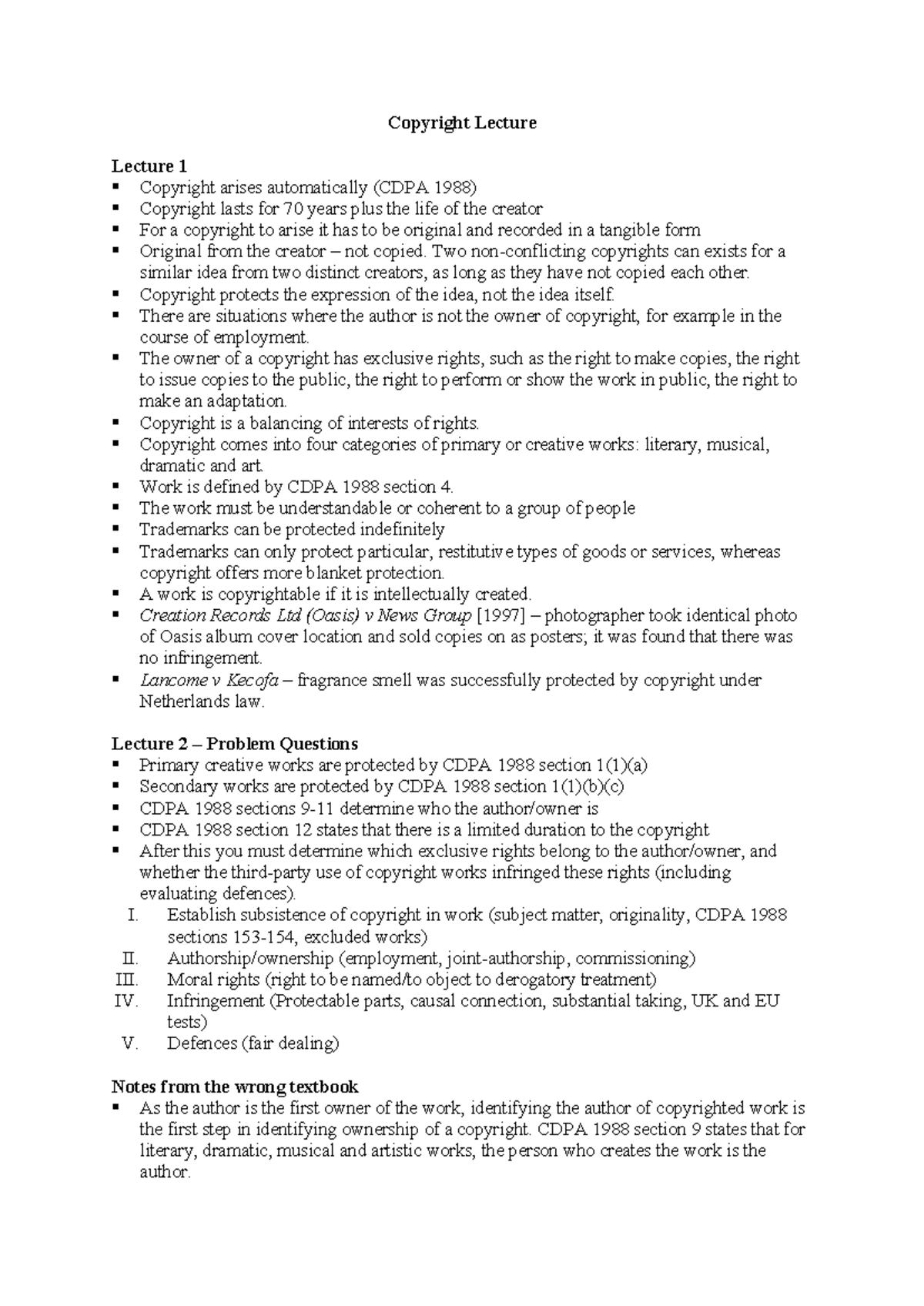 Copyright Lecture (Intro) - Copyright Lecture Lecture 1 Copyright ...