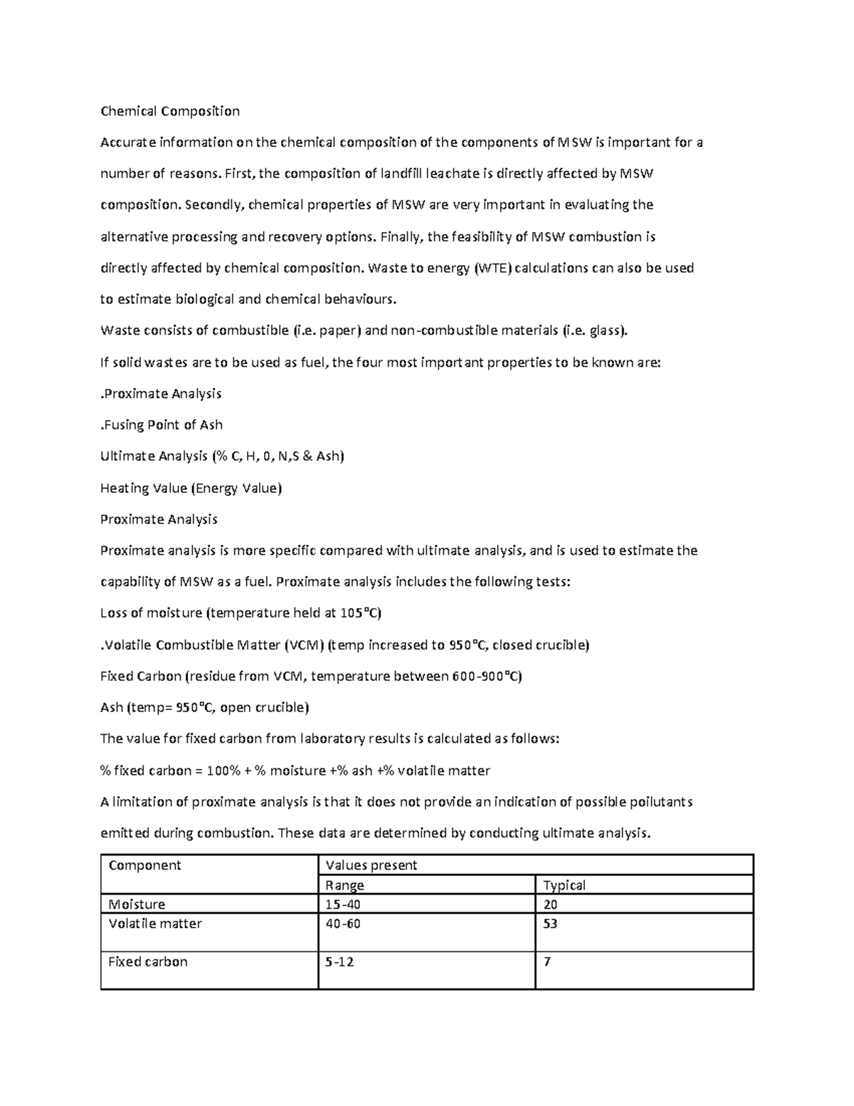 Municipal Solid Waste Management Module 2 PART 4 - Chemical Composition Accurate information on ...