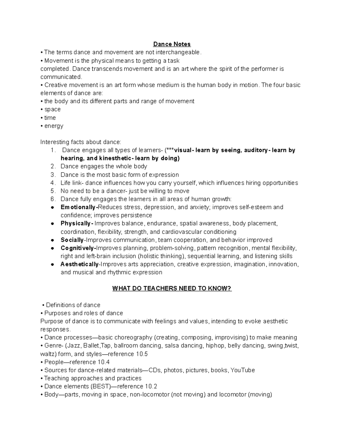 Art Dance Notes - Dance Notes The terms dance and movement are not ...