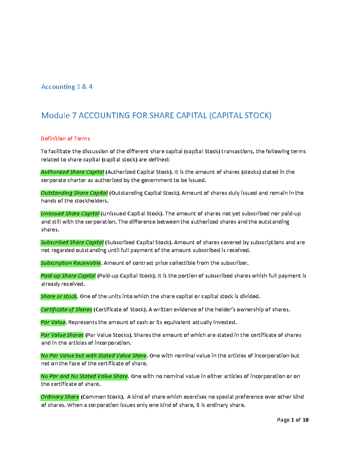 Accounting 3 4 Module 7 - Prof. Arganda - Accounting 3 & 4 Module 7 ...
