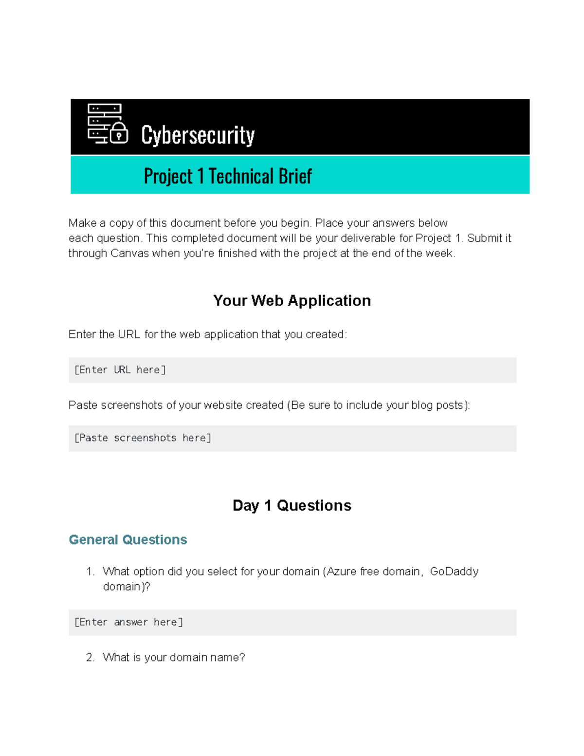 [MAKE A COPY] Project 1 Technical Brief - Cybersecurity Project 1 ...