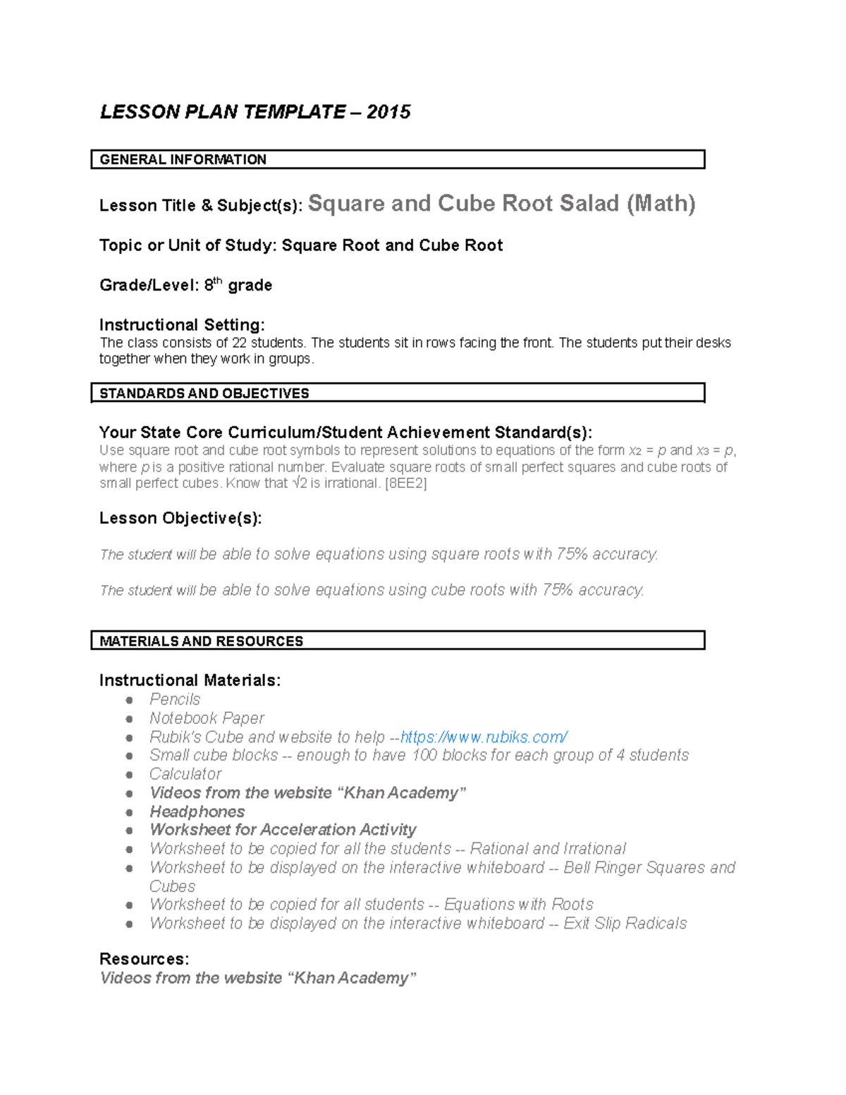 JYT2 Lesson Plan Task 2 - LESSON PLAN TEMPLATE – 2015 GENERAL ...