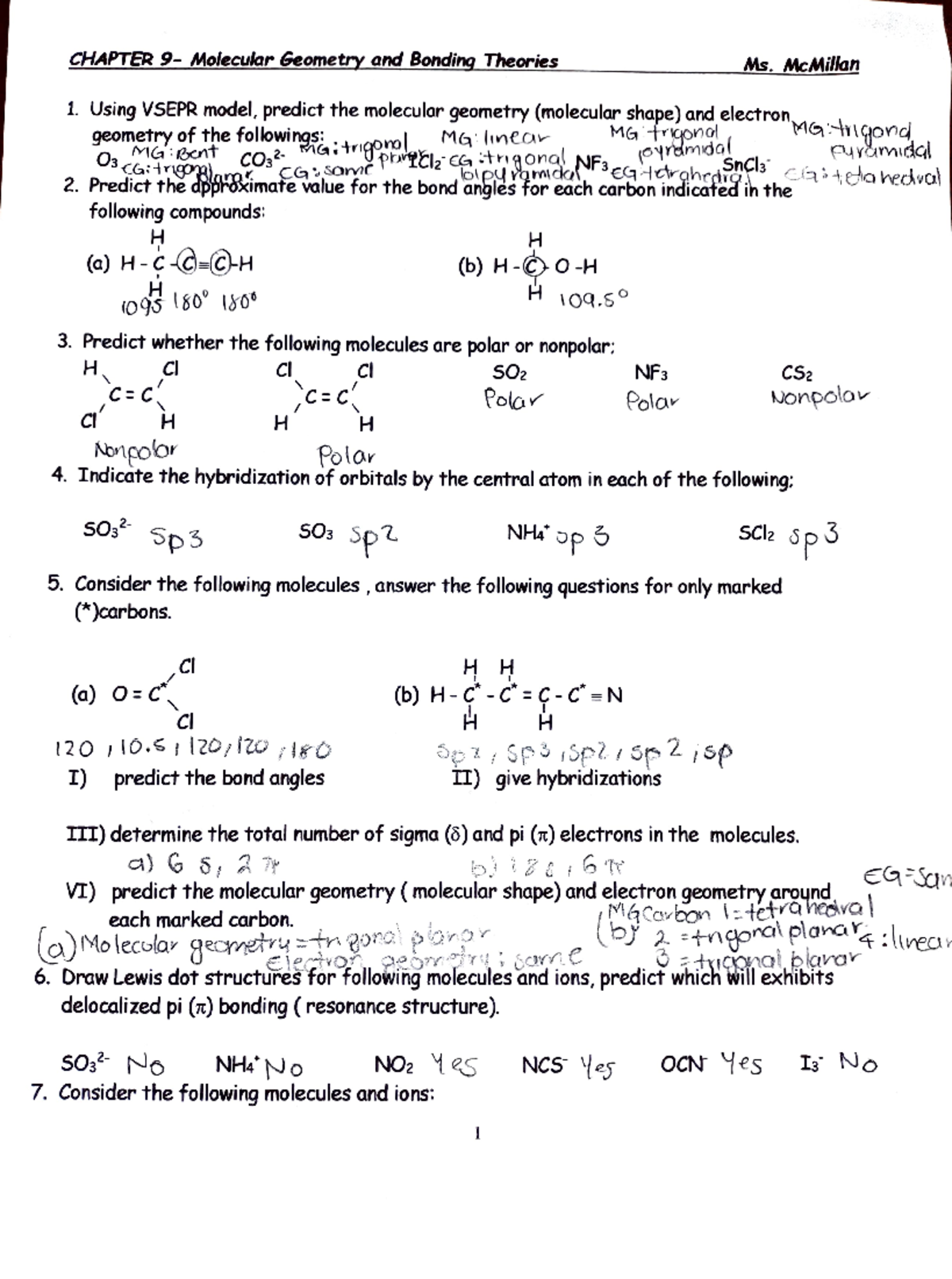 Chapter 9 - CHAPTER 9- Molecukar Geometry and Bonding Theories Ms ...