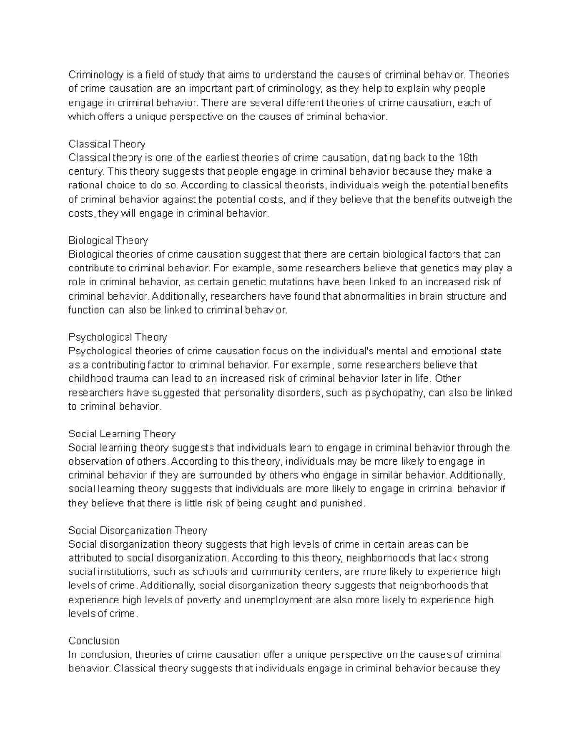 Theories of Crime Causation - Criminology is a field of study that aims ...