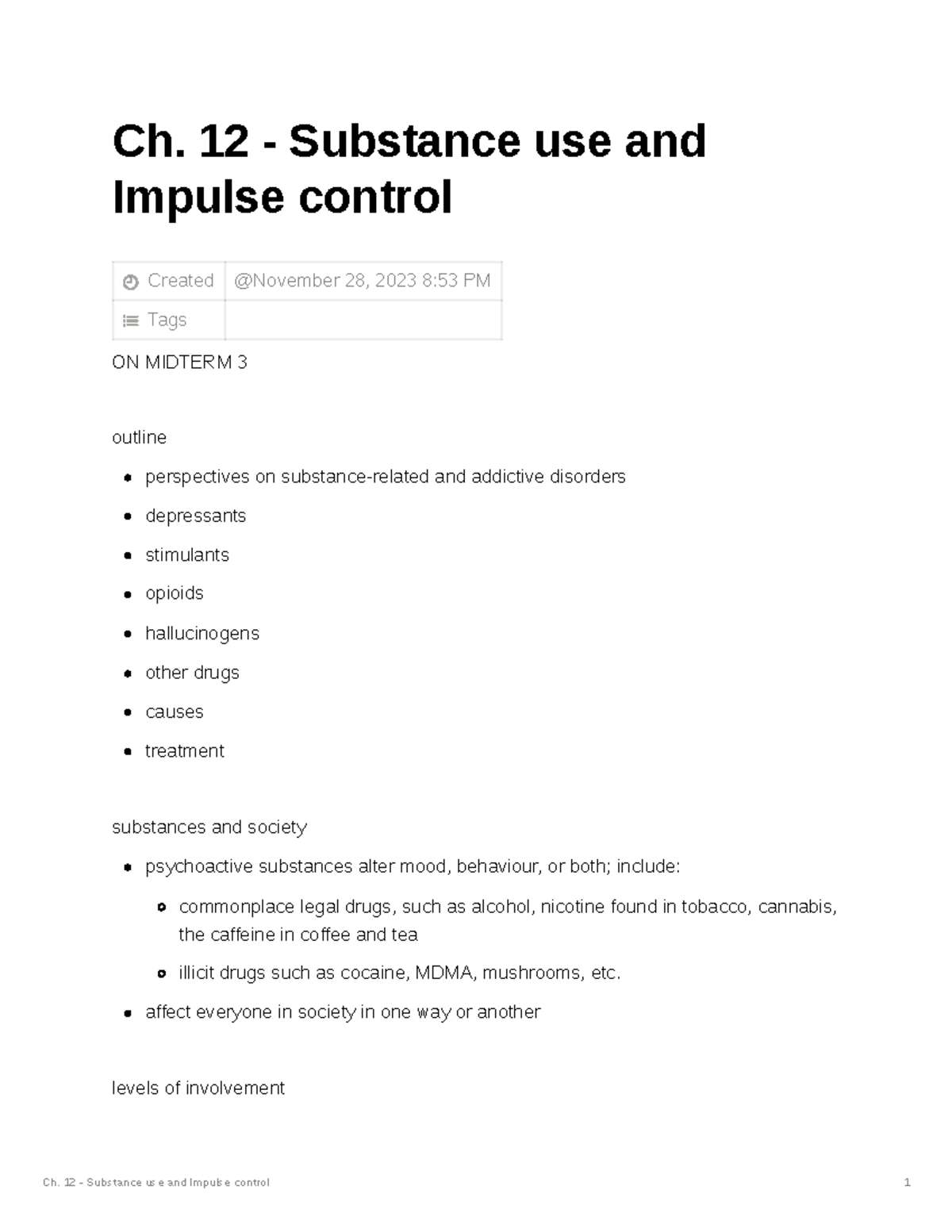 Ch.12 - Substance use and impulse control - Ch. 12 - Substance use and ...