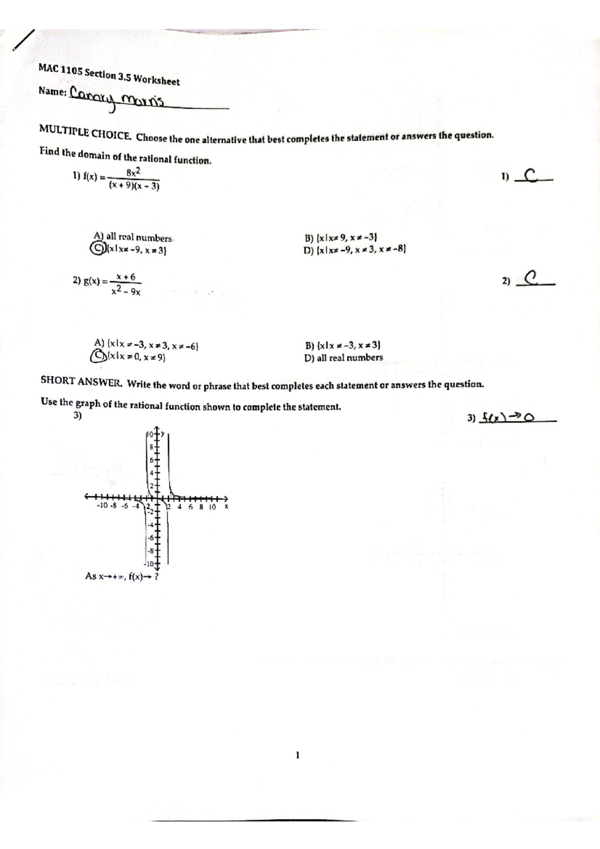3.5 WS - FGCU - MAC 1105 Section 3 Worksheet Name: t or answers the ...