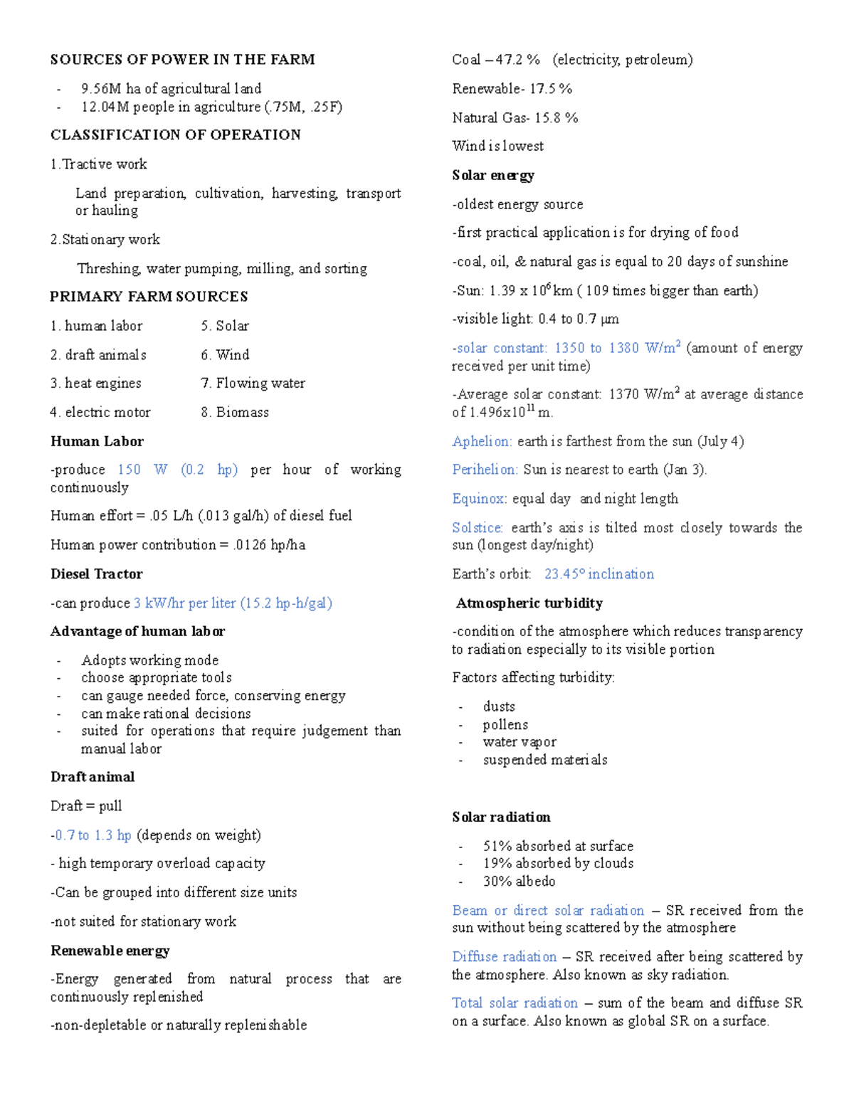 Farm Power reviewer - For review - SOURCES OF POWER IN THE FARM 9 ha of ...