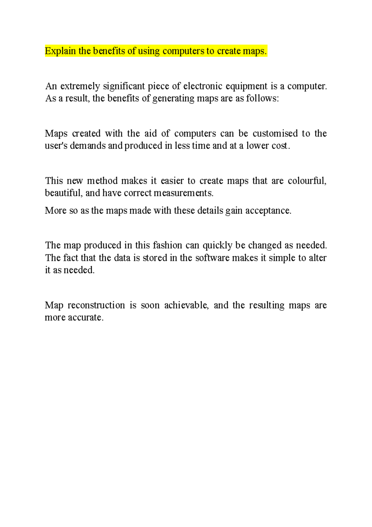 Explain the benefits of using computers to create maps - An extremely ...