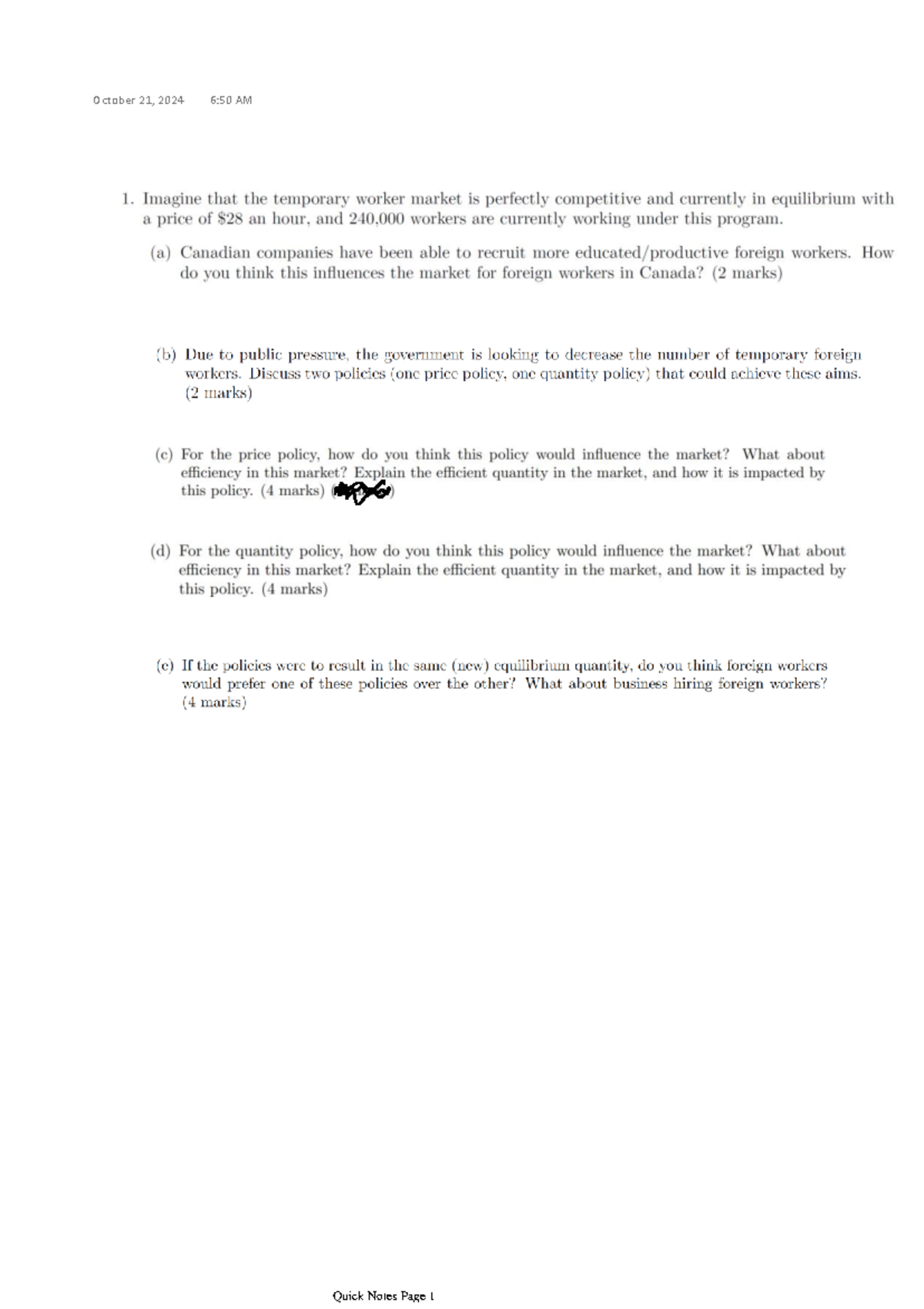 Practice Short Answer 2 - October 21, 2024 6:50 AM 1. Imagine that the ...