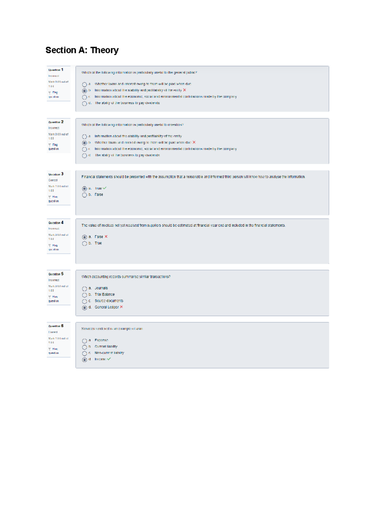 Section A - Theory - Section A: Theory Question 1 Which of the ...