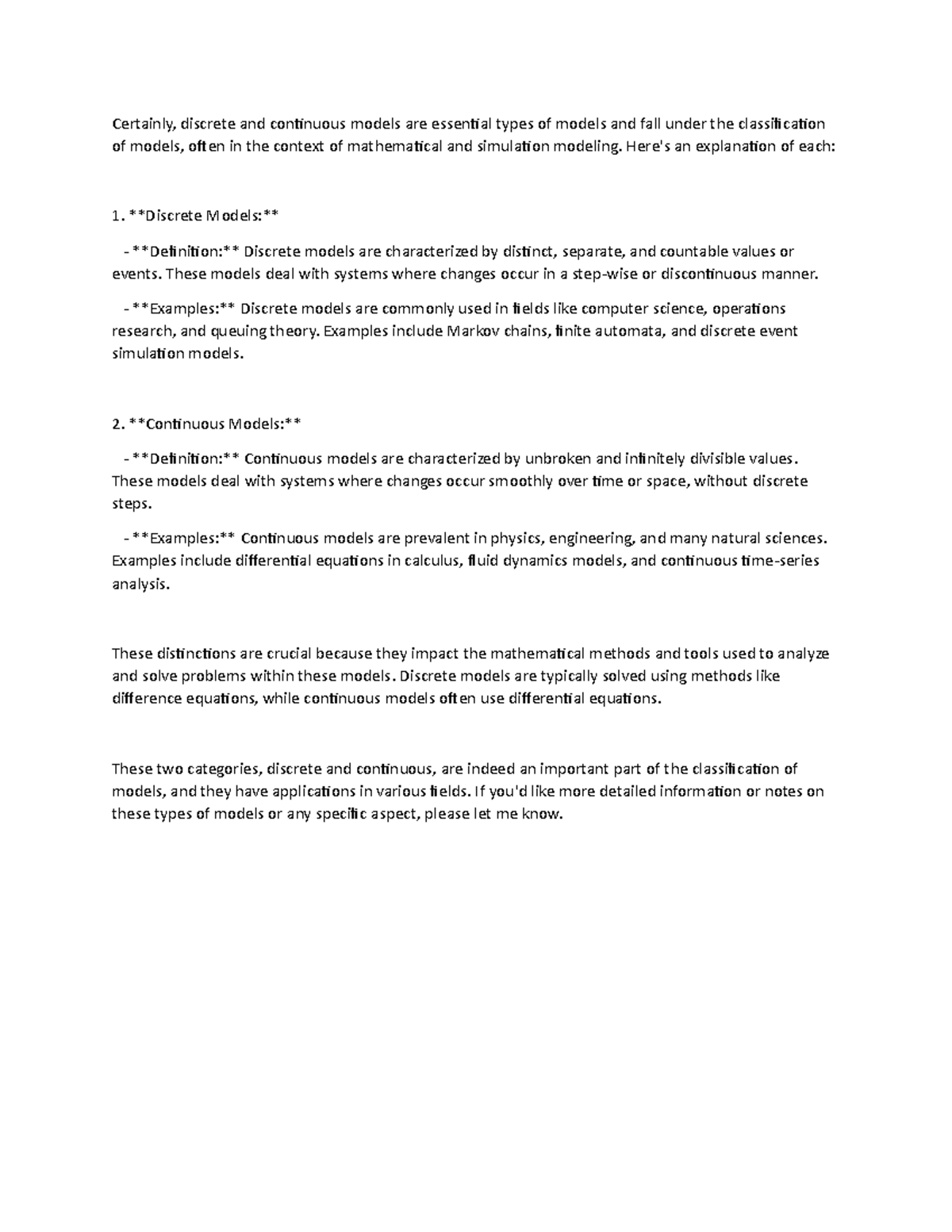 Discrete Vs Continuous Models Certainly Discrete And Continuous Models Are Essential Types Of