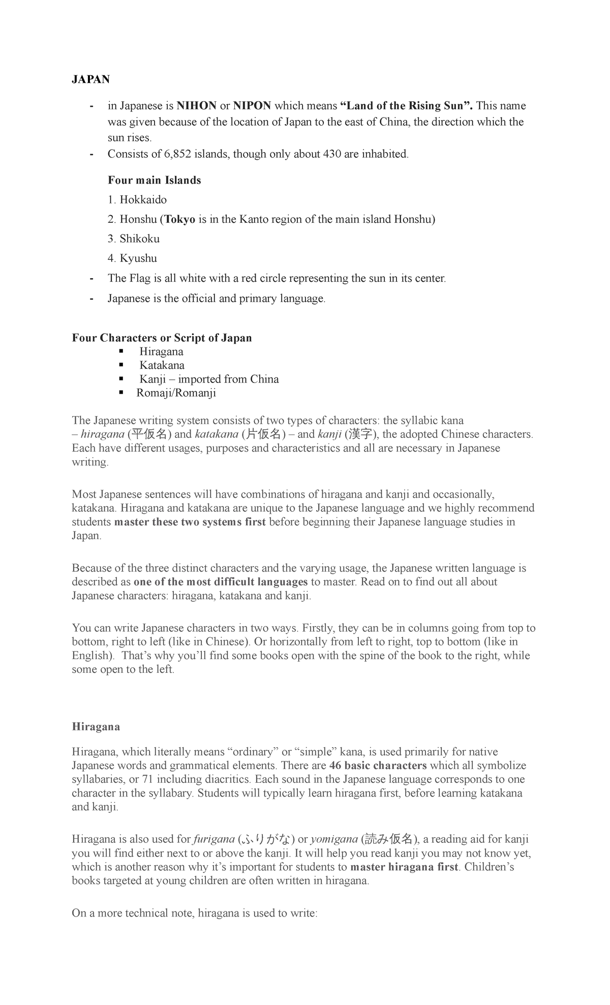 History Traditions and Cultures of Japan - JAPAN in Japanese is NIHON ...