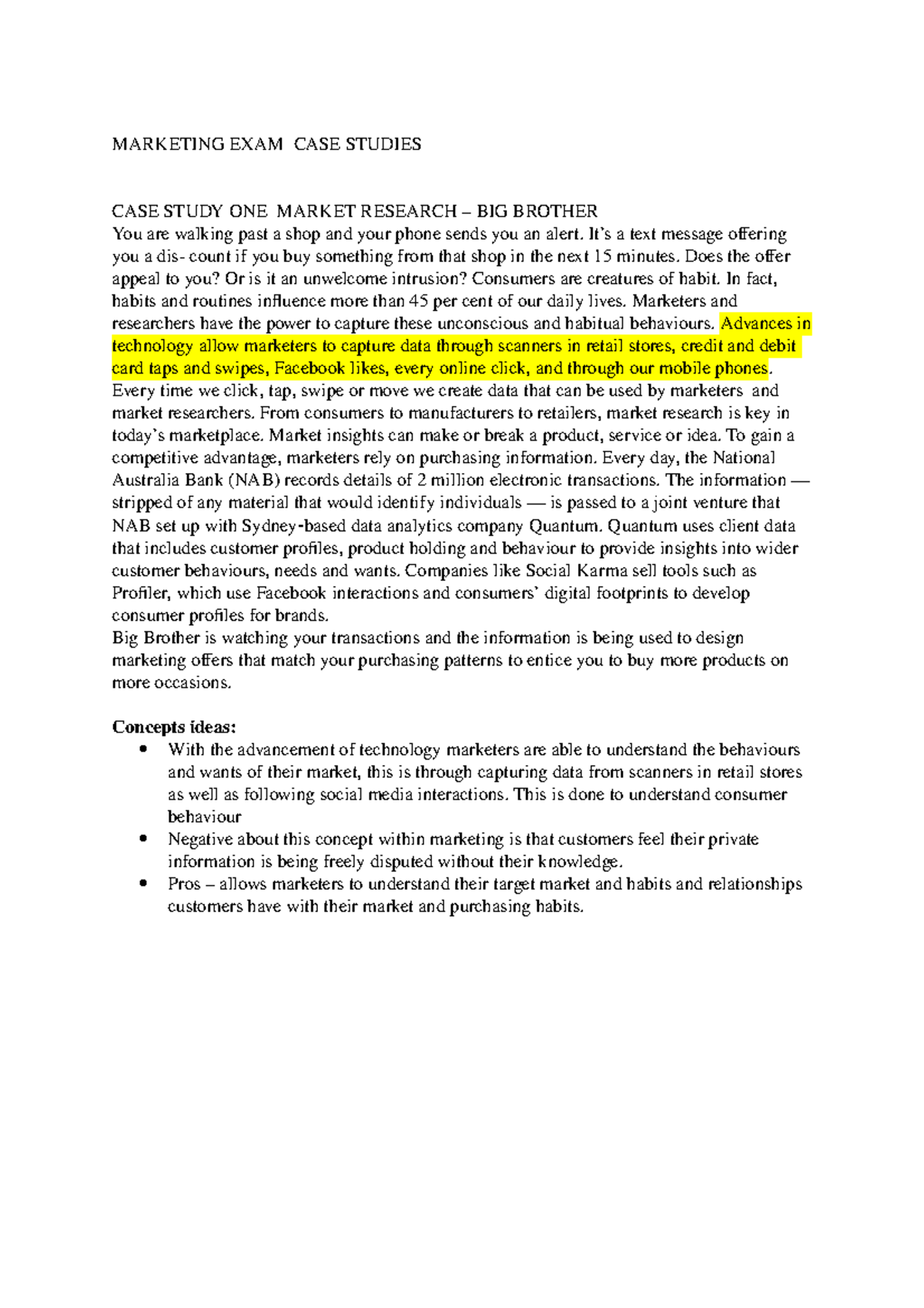 Marketing Notes CASE Studies - 024108 - Studocu