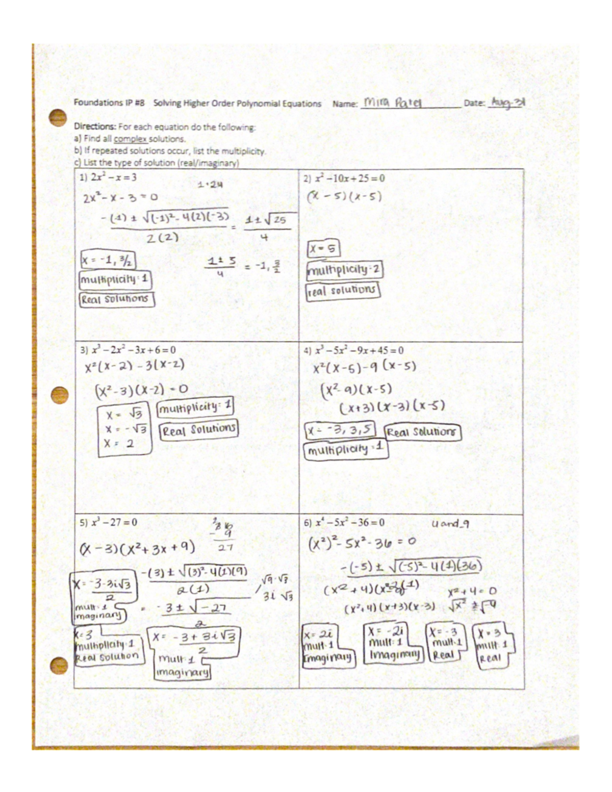 Pre Calculus - Solving Higher Order Polynomials - MA 1453 - Mississippi ...