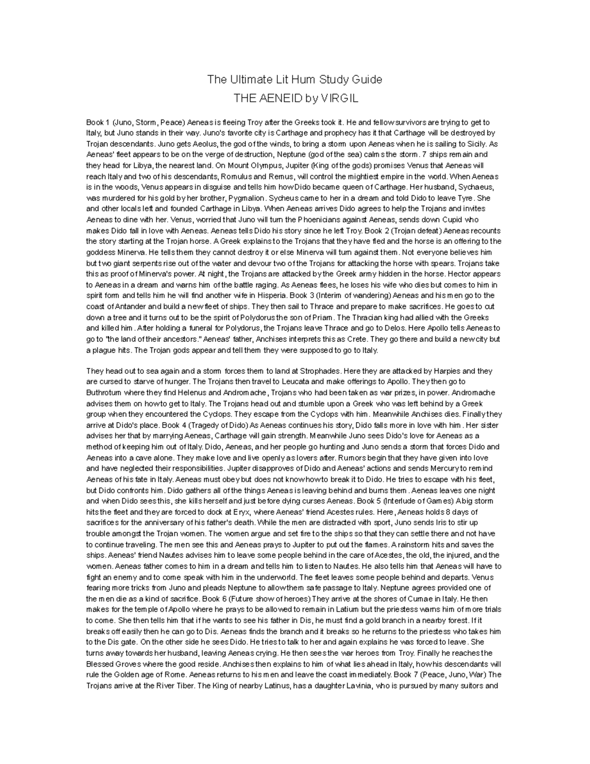 Lit Hum 2nd Semester Study Guide - The Ultimate Lit Hum Study Guide THE ...