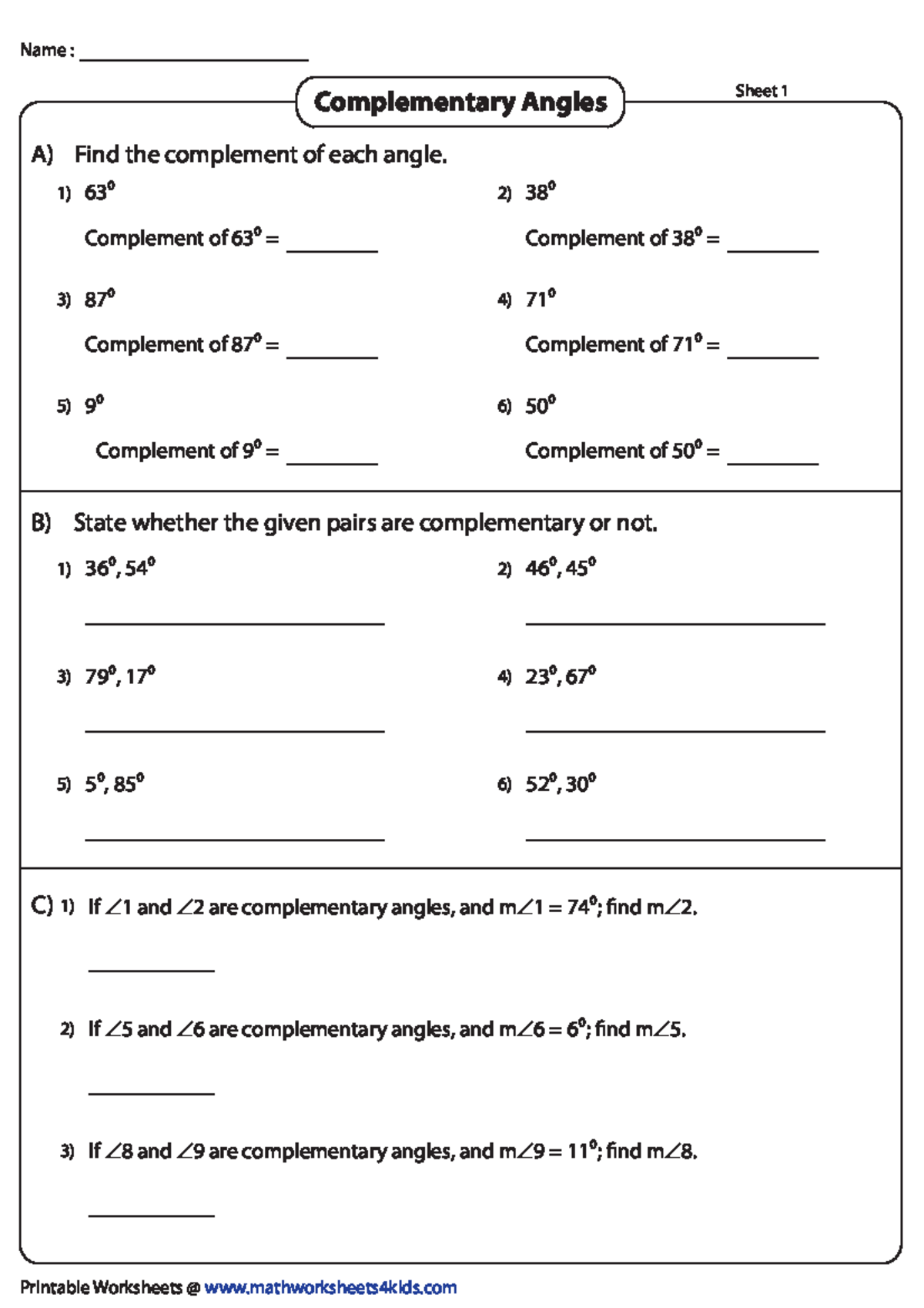 Complementary-angles-1 - !"#$%& ' ( - Studocu