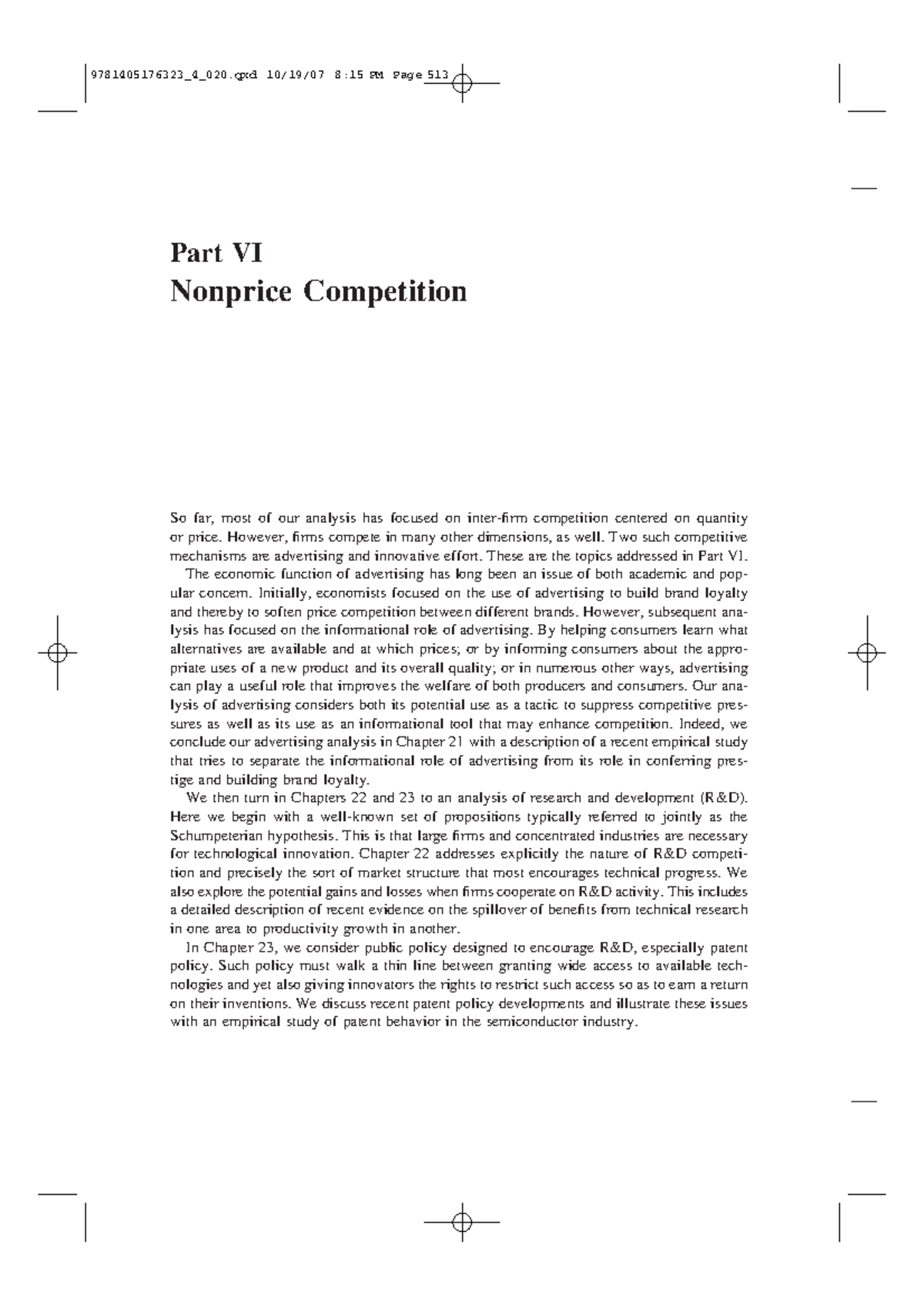 Pepall 4e chpt 020 - Industrial economics notes - Part VI Nonprice ...